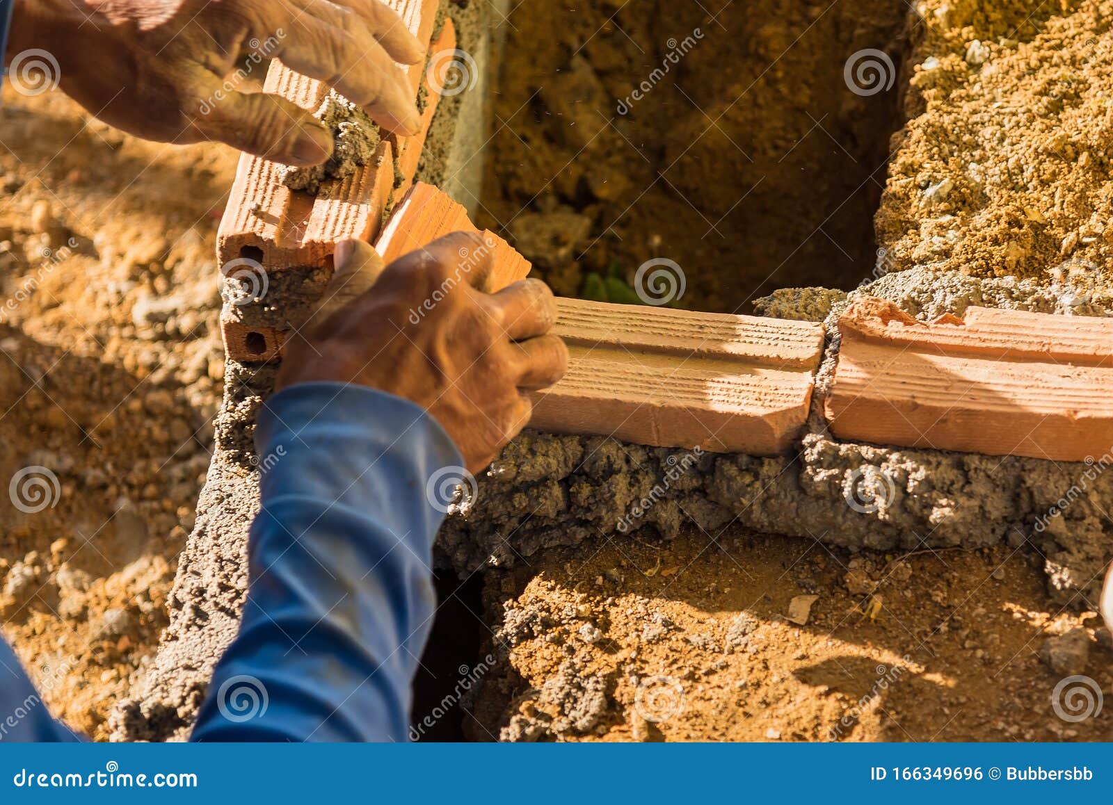 Construction Worker, Bricklayer, Constructing Brick Wall Stock Photo ...