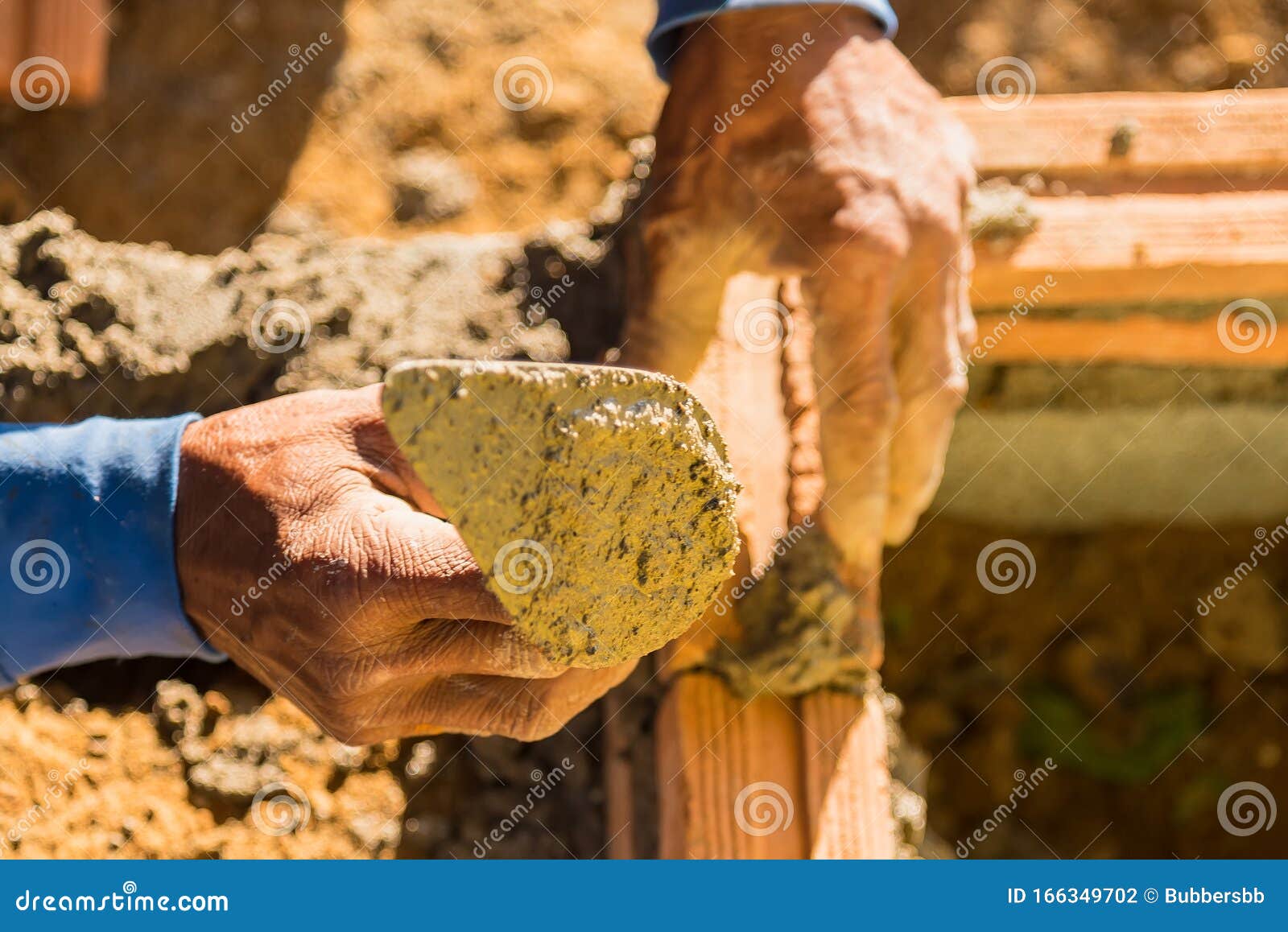 Construction Worker, Bricklayer, Constructing Brick Wall Stock Photo ...