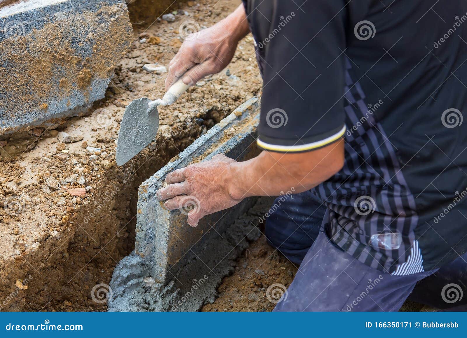 Construction Worker, Bricklayer, Constructing Brick Wall Stock Image ...