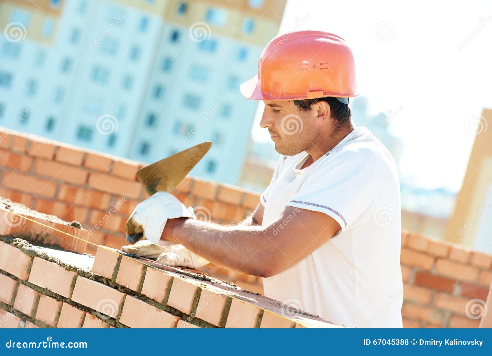 Construction Worker Bricklayer Stock Photo - Image of spatula ...
