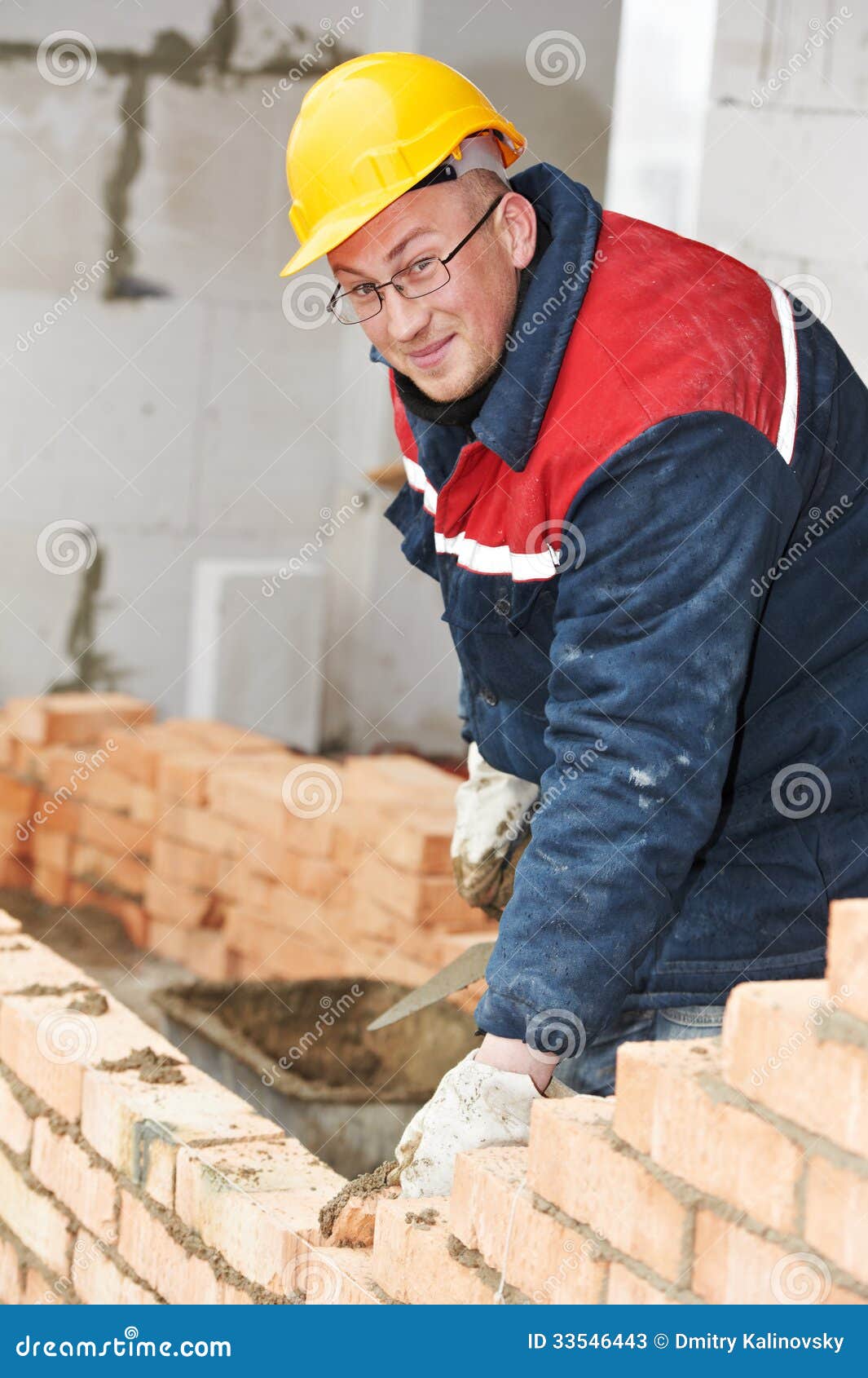 Construction Worker Bricklayer Stock Image - Image of calciumsilicate ...