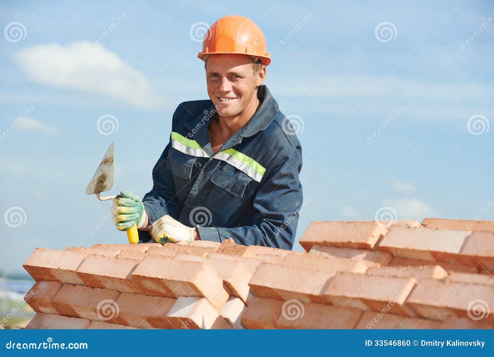 Construction Worker Bricklayer Stock Photo - Image of bricklayer ...