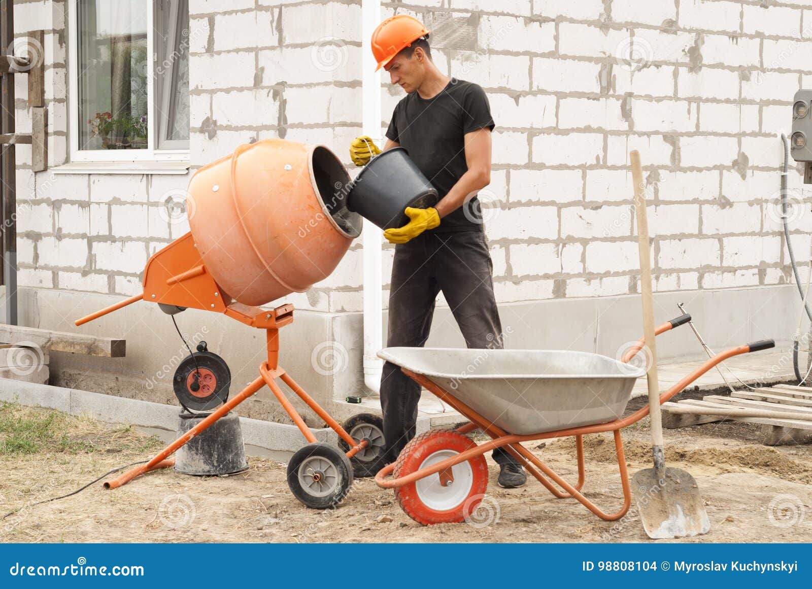 Construction Concrete Mixer Stock Photo - Image of adult, professional ...