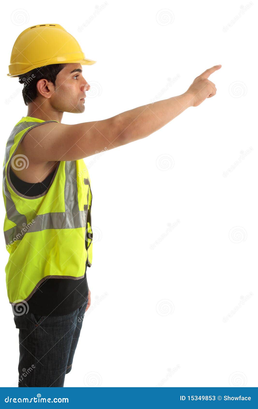 Construction Worker or Builder Pointing Finger Stock Image - Image of ...