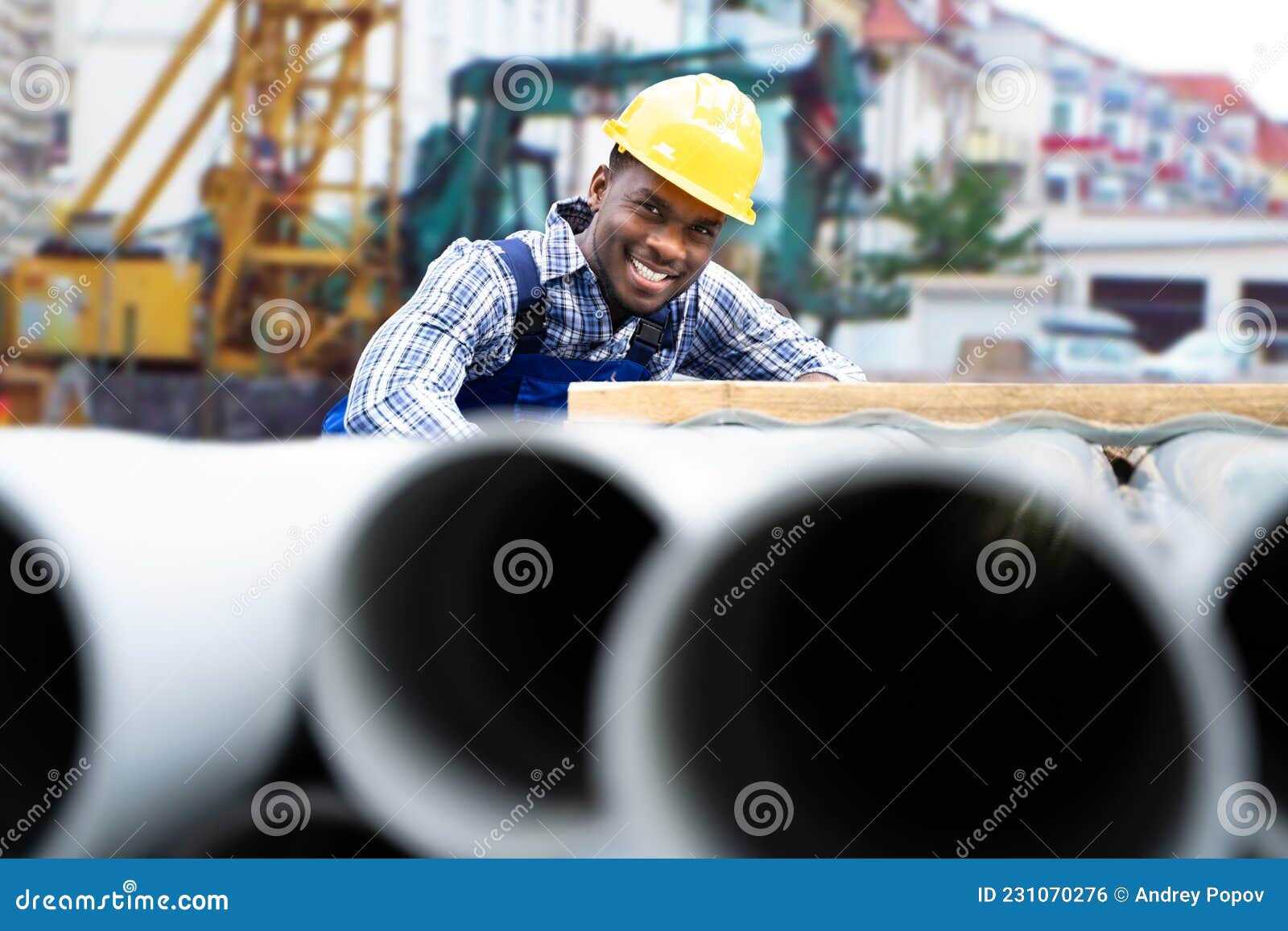 Construction Worker Builder Working at Site Stock Photo - Image of ...