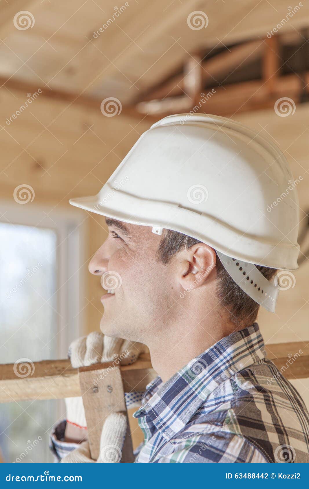 Construction Worker Building House Stock Photo - Image of heavy ...