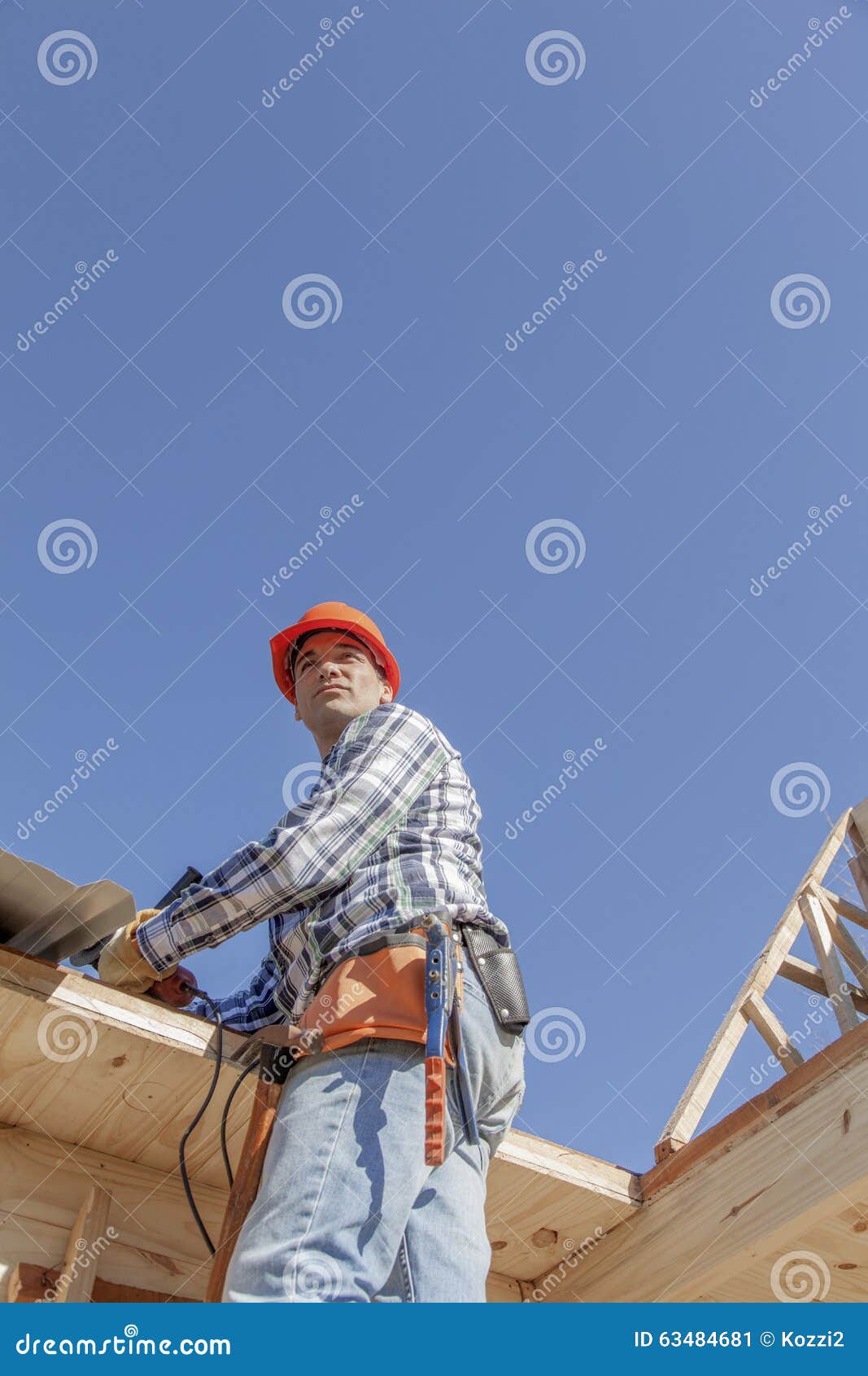 Construction Worker Building House Stock Image - Image of engineering ...