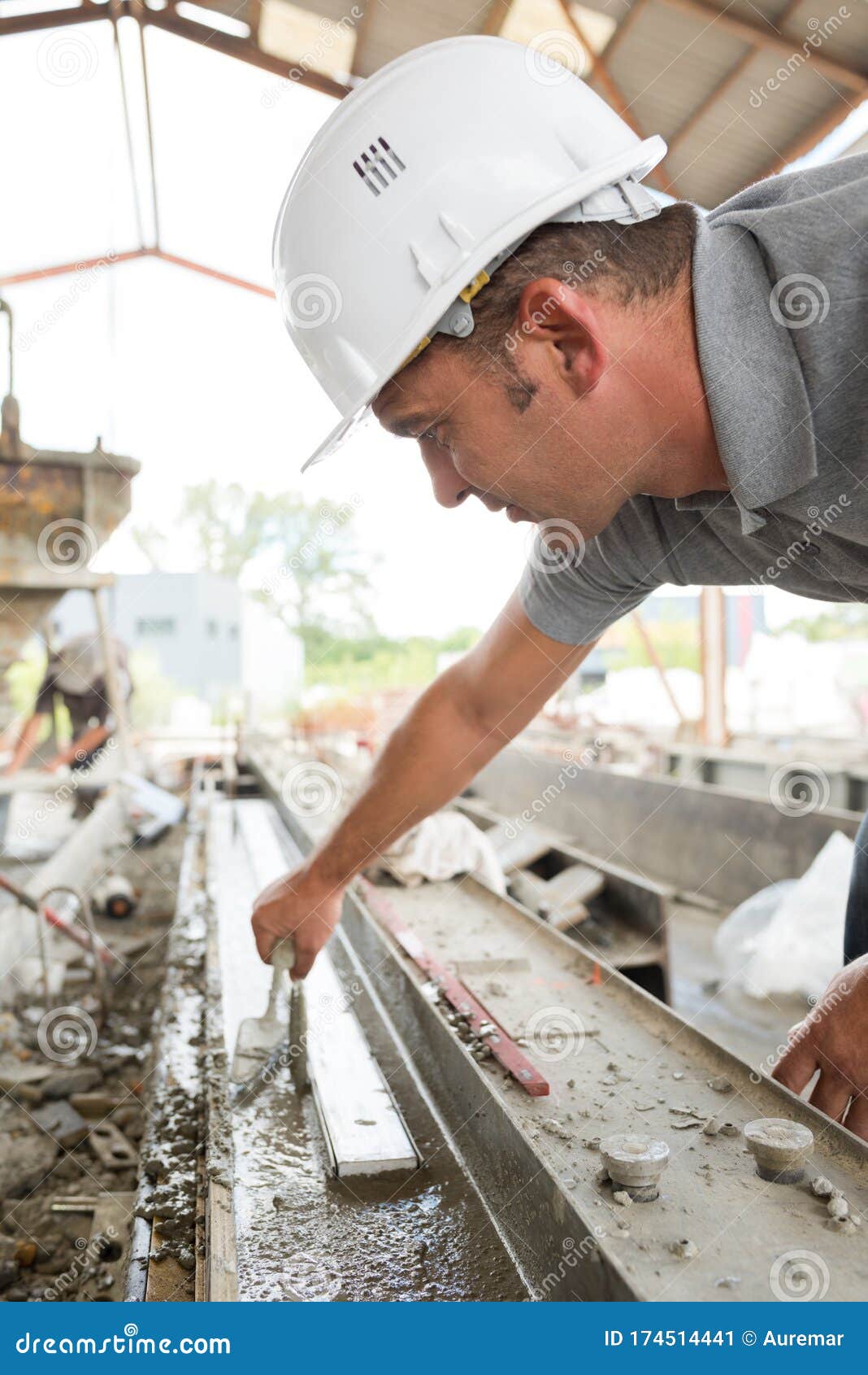 Construction Worker on Building Industry Construction Site Stock Image ...