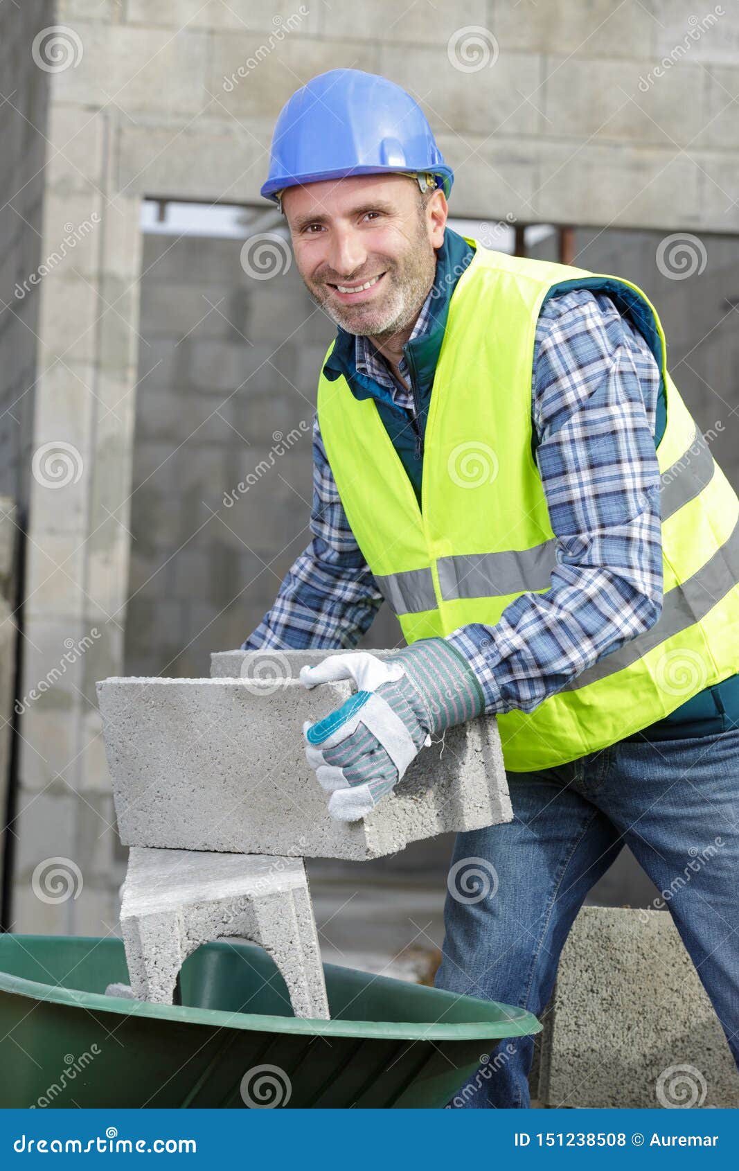 Construction Worker on Building Industry Construction Site Stock Photo ...