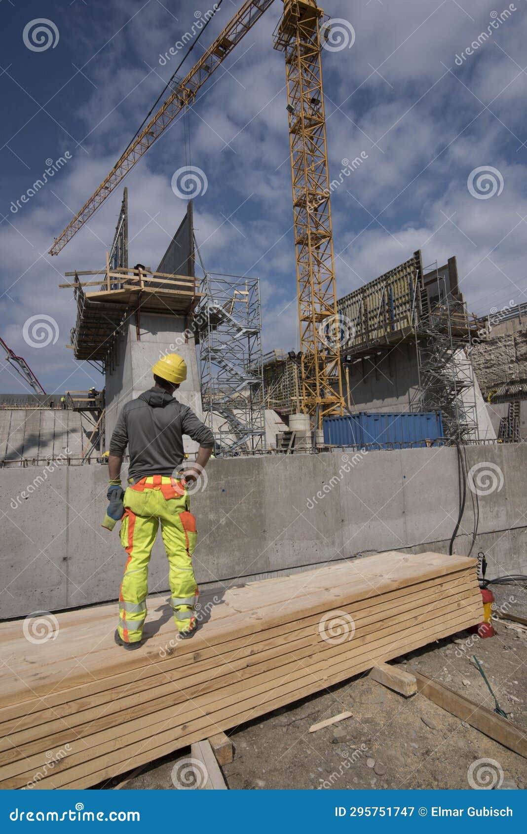 Construction Worker at a Building Site Stock Image - Image of labor ...