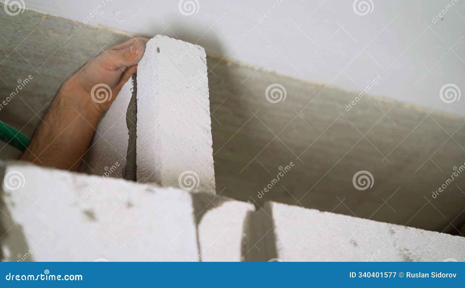 Construction Worker Building a Wall with Bricks. Stock Image - Image of ...