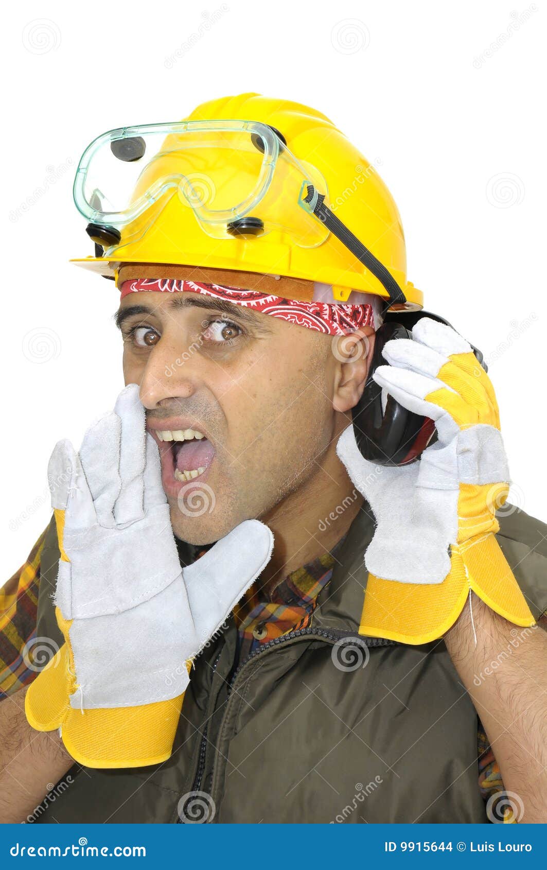 Construction Worker Calling Stock Photo - Image of repairman, glasses ...