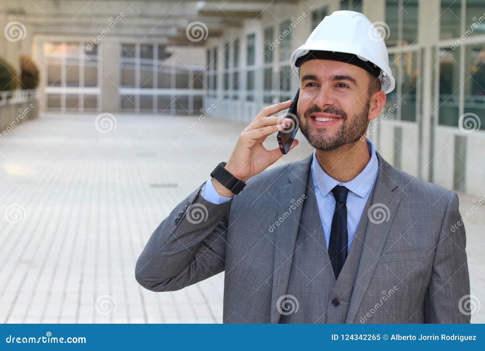 Construction Worker Calling by Phone Stock Image - Image of building ...