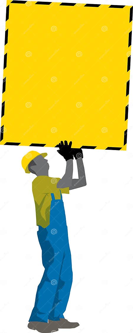 Construction Worker Carry Ads Poster Stock Vector - Illustration of ...