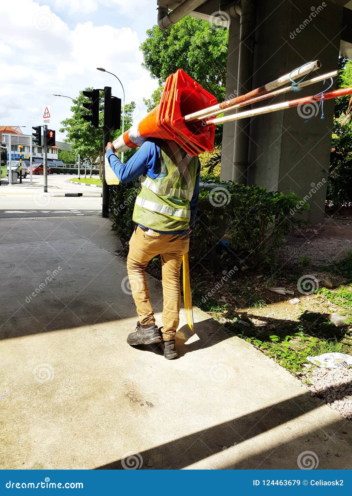 Construction Worker Carrying Construction Materials Stock Image - Image ...