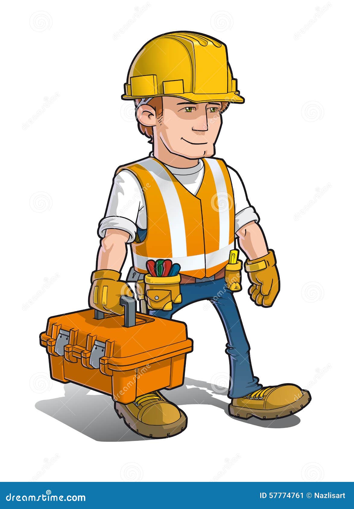 Construction Worker - Carrying a Toolkit Stock Vector - Illustration of ...