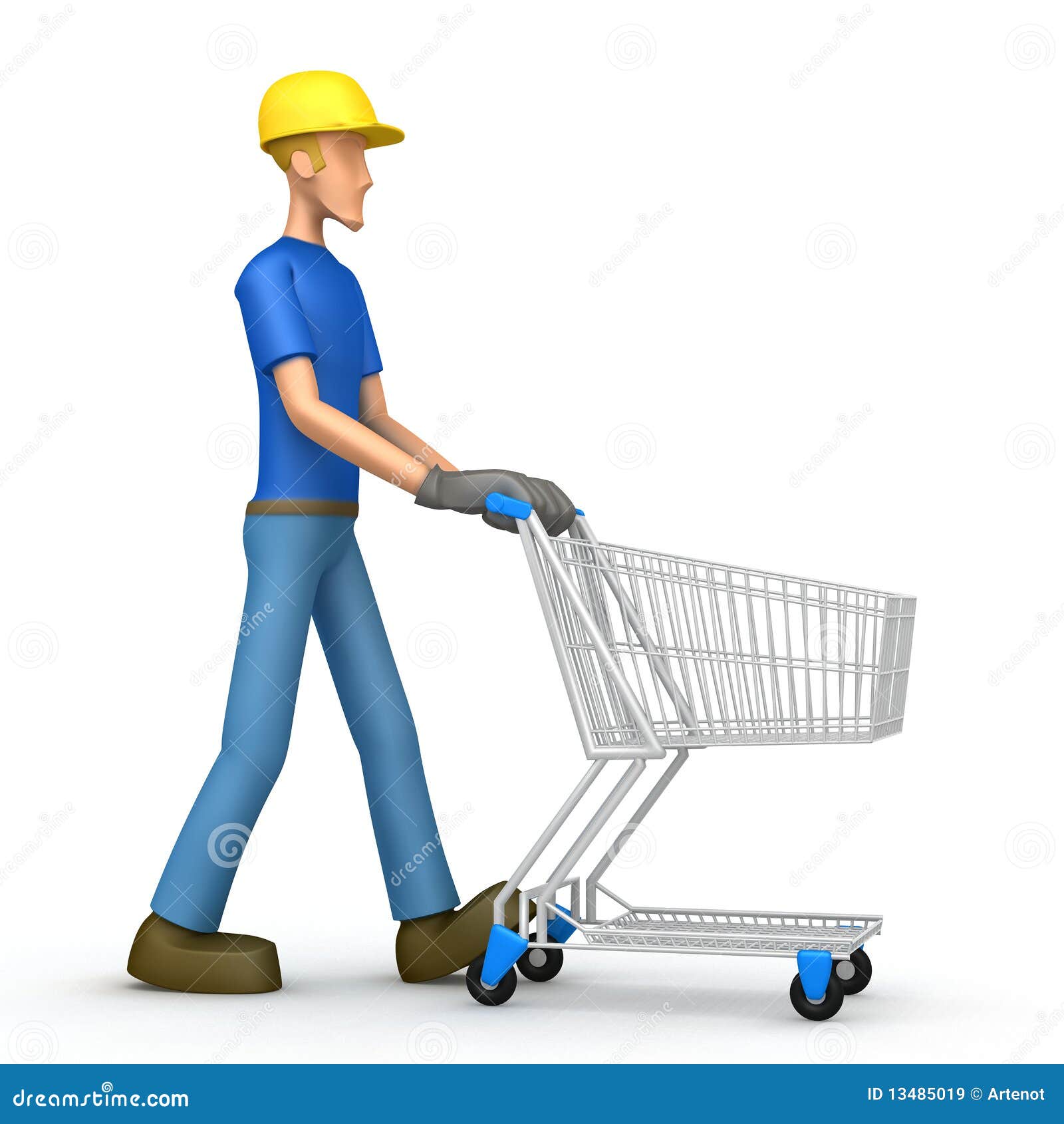 Construction Worker with Cart Stock Illustration - Illustration of shop ...