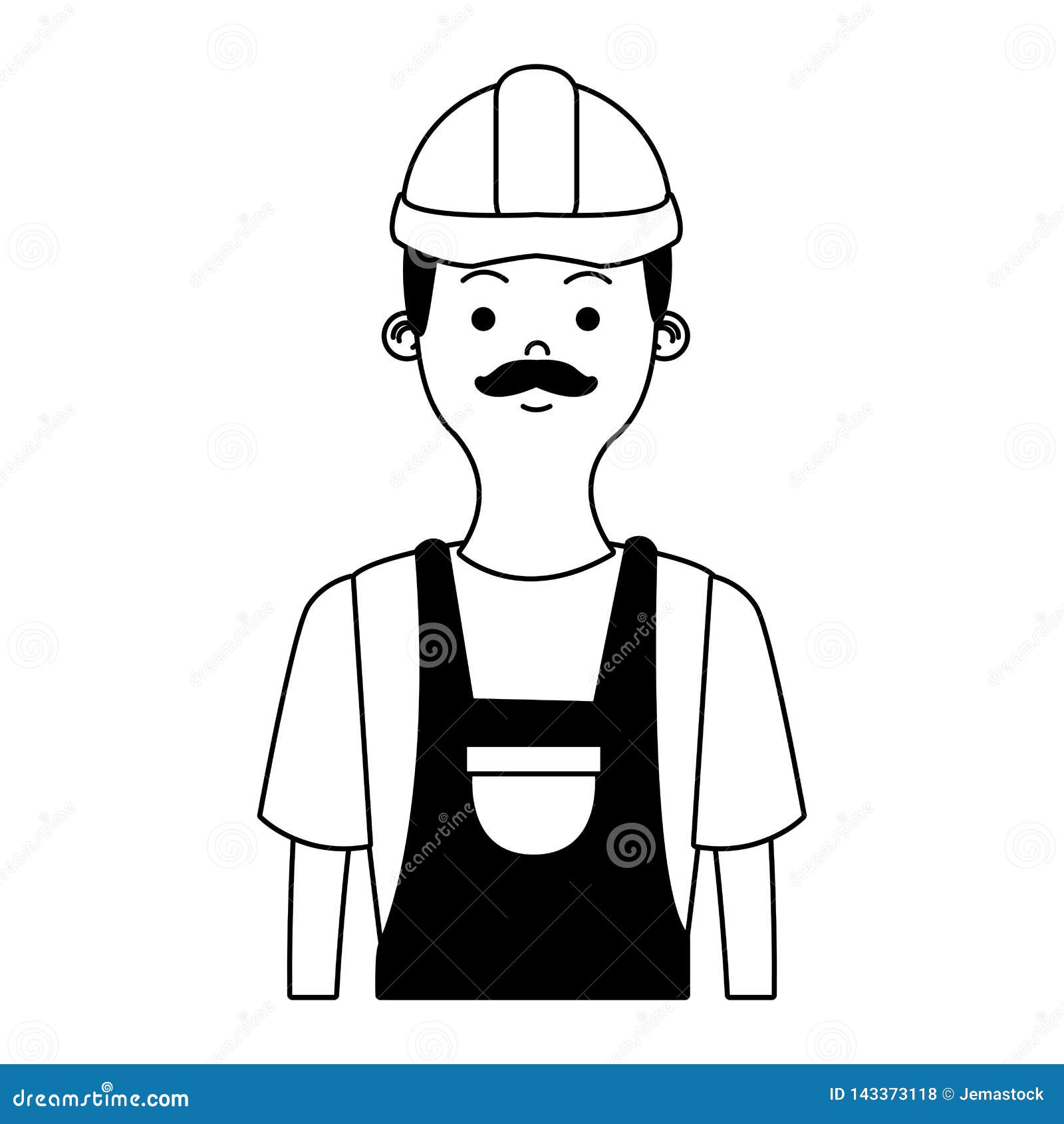 Construction Worker Cartoon in Black and White Stock Vector ...