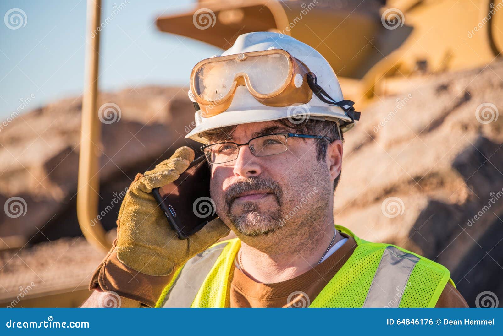Construction Worker on Cell Phone Stock Photo - Image of building ...