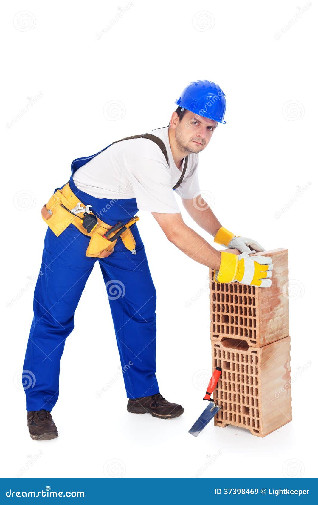 Construction Worker with Ceramic Bricks Stock Image - Image of working ...
