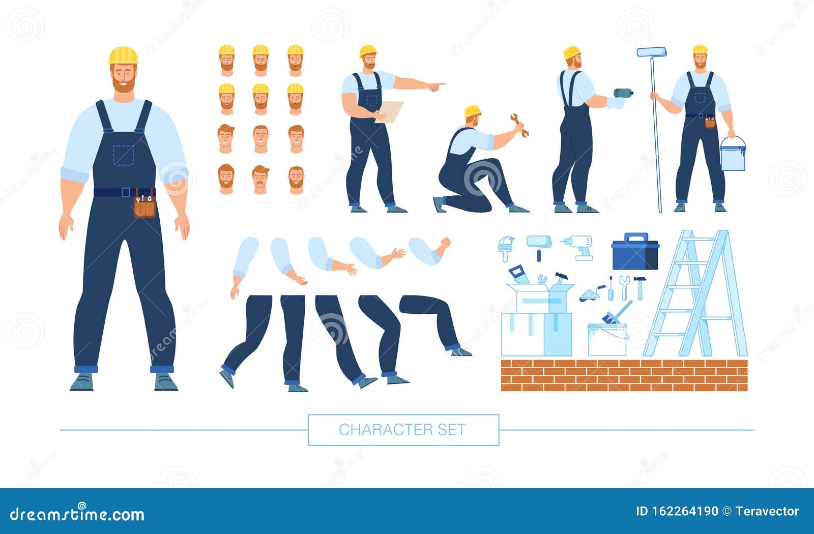 Construction Worker Character Constructor Vector Stock Vector ...