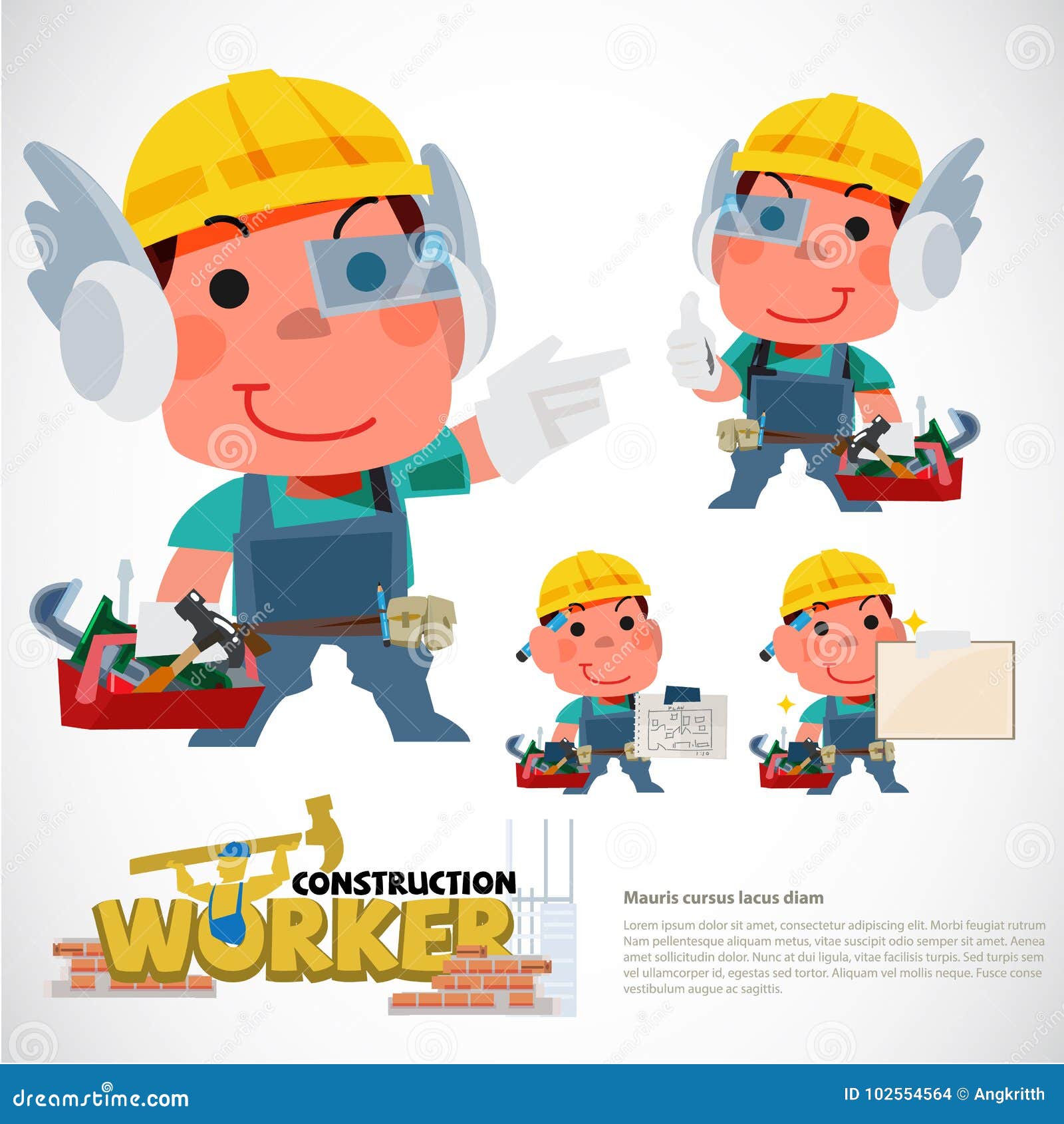 Construction Worker Character Design. Mascot or Presentor for ...