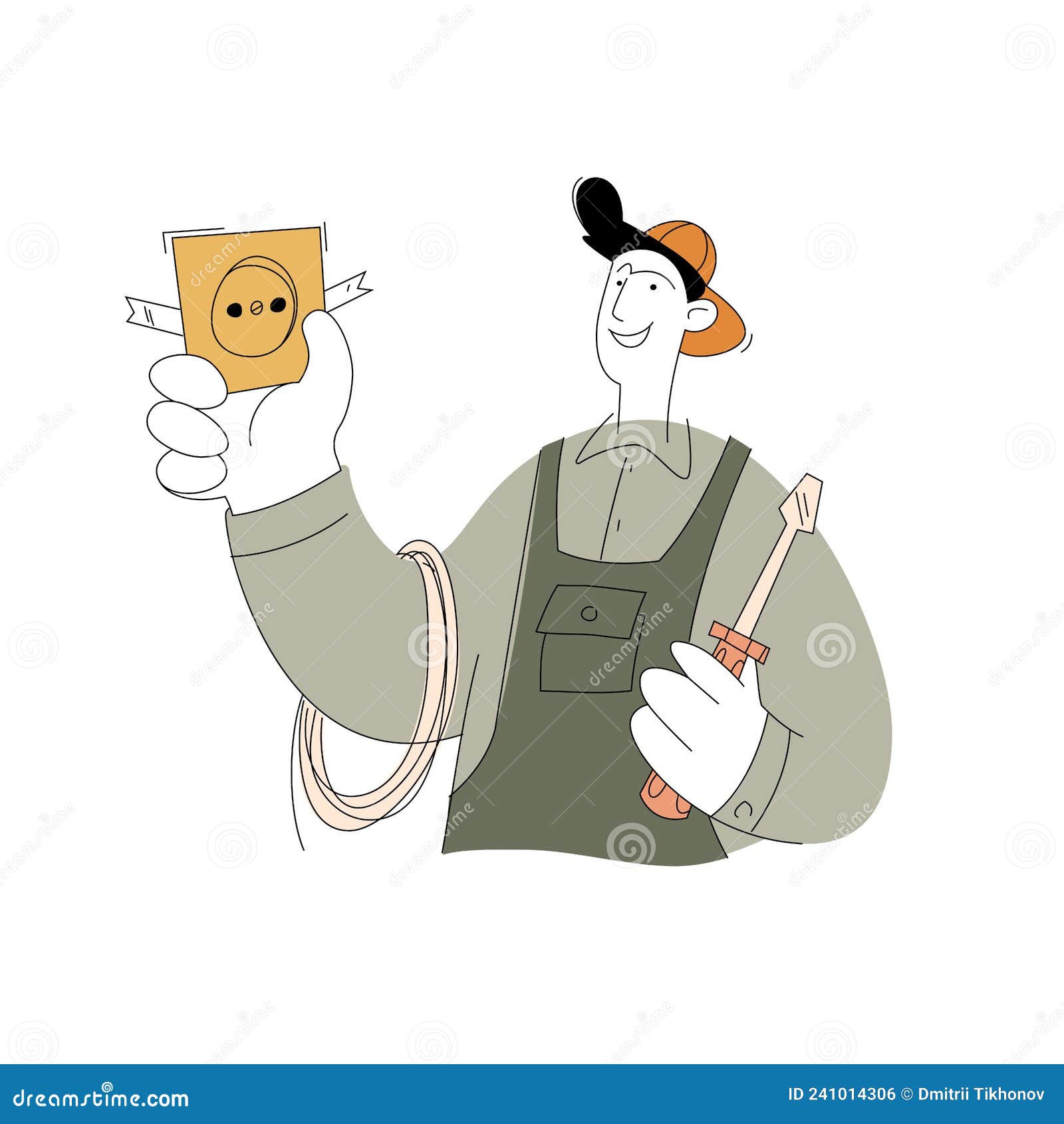 A Construction Worker Character. Electrician Installer Stock Vector ...
