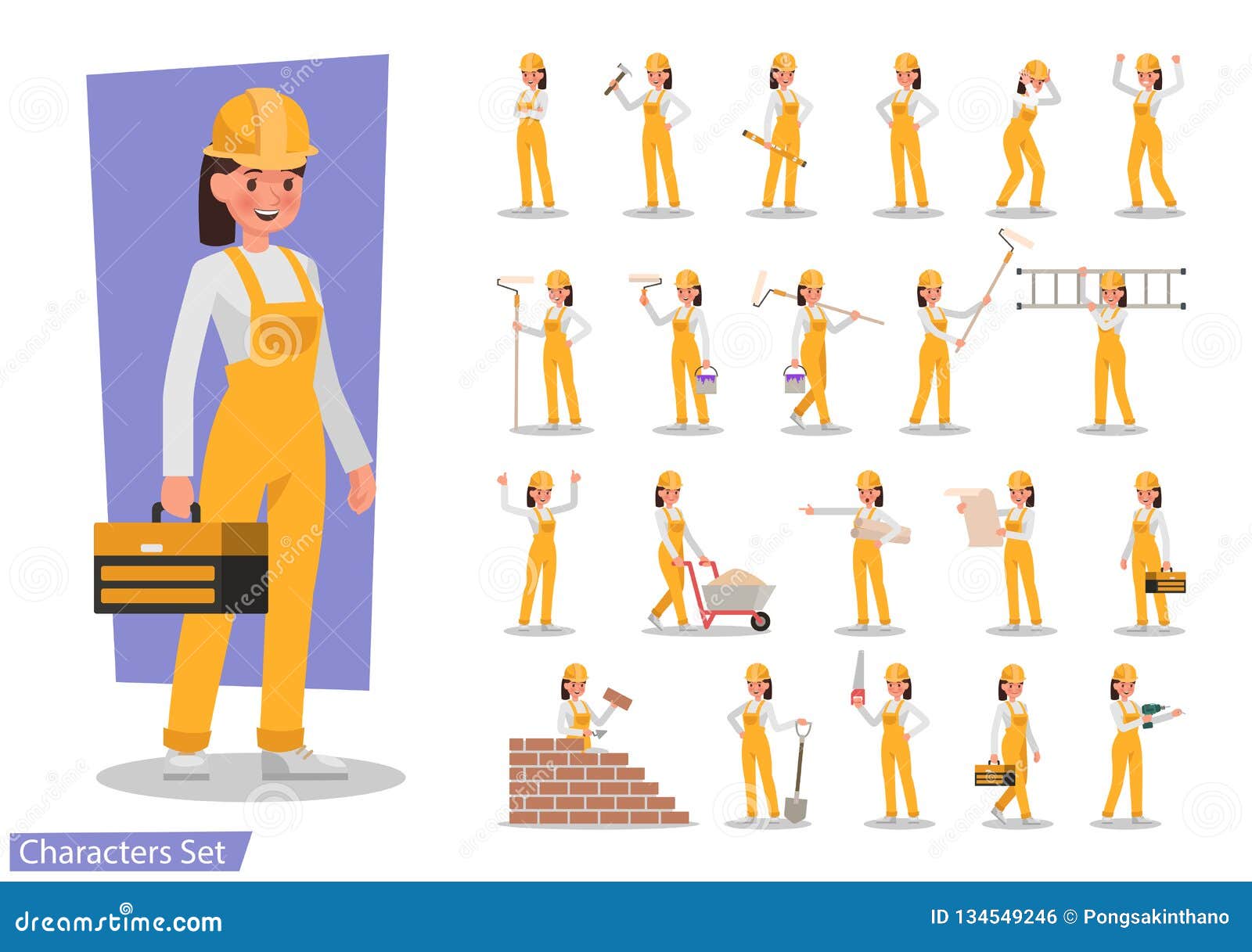 Construction Worker Character Vector Design No2 Stock Vector ...
