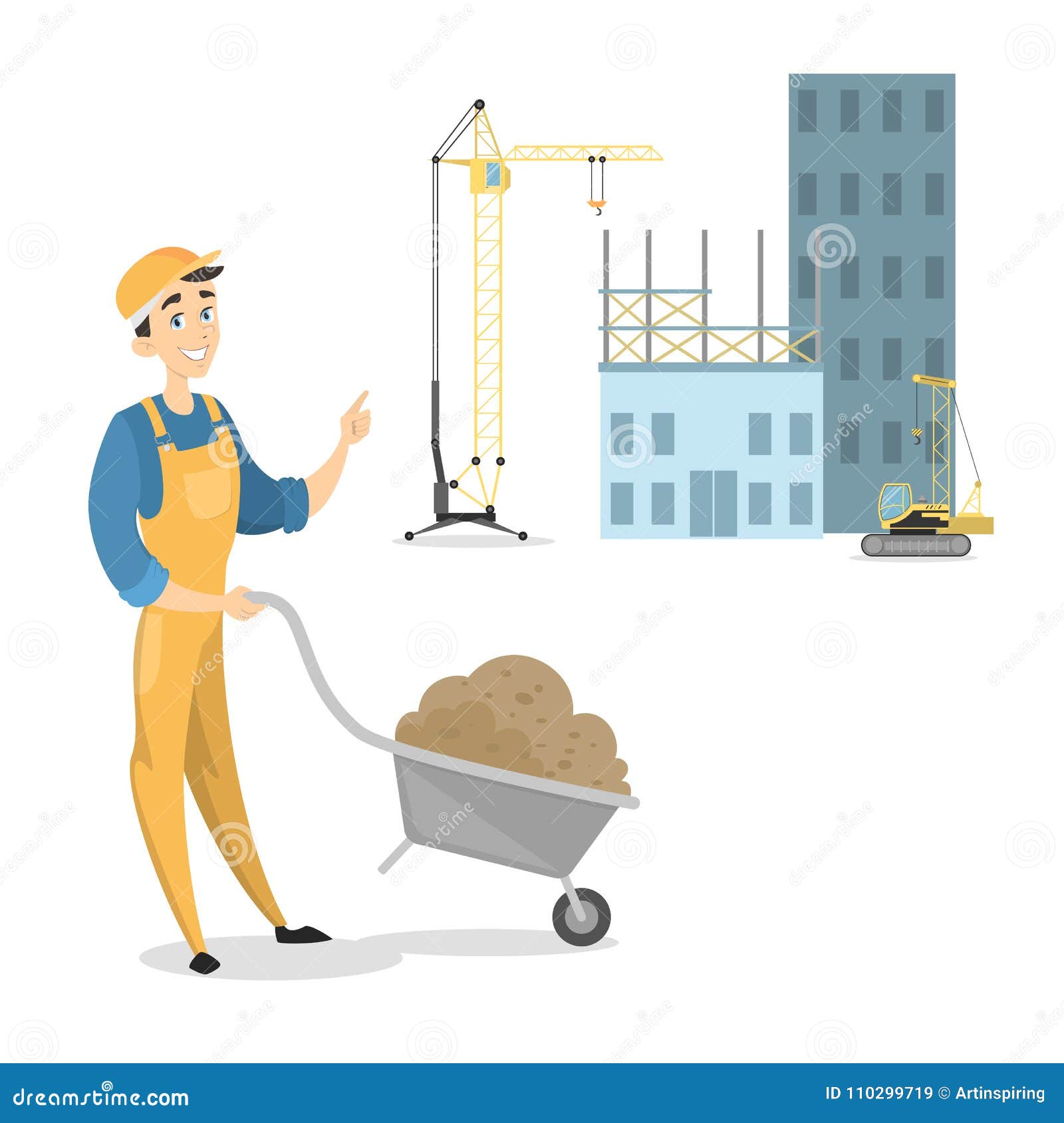 Construction Worker in City. Stock Vector - Illustration of modern ...