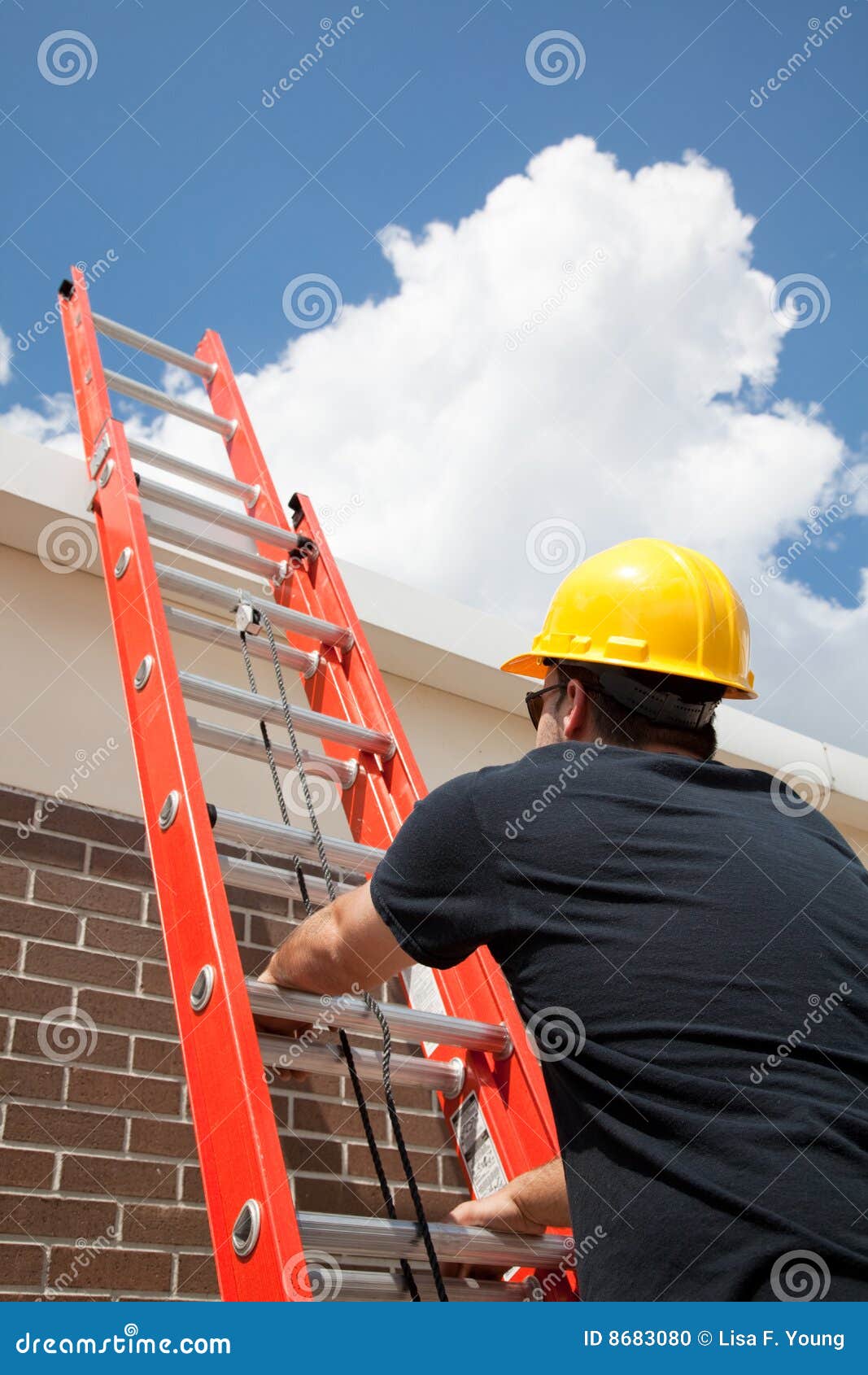 Worker On Ladder With Roller And Bucket Royalty-Free Stock Photography ...