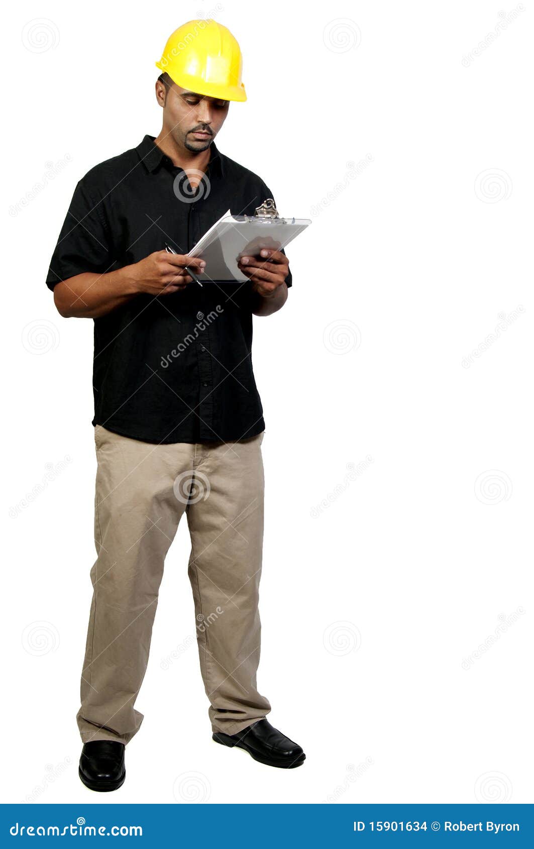 Construction Worker with Clipboard Stock Photo - Image of equipment ...