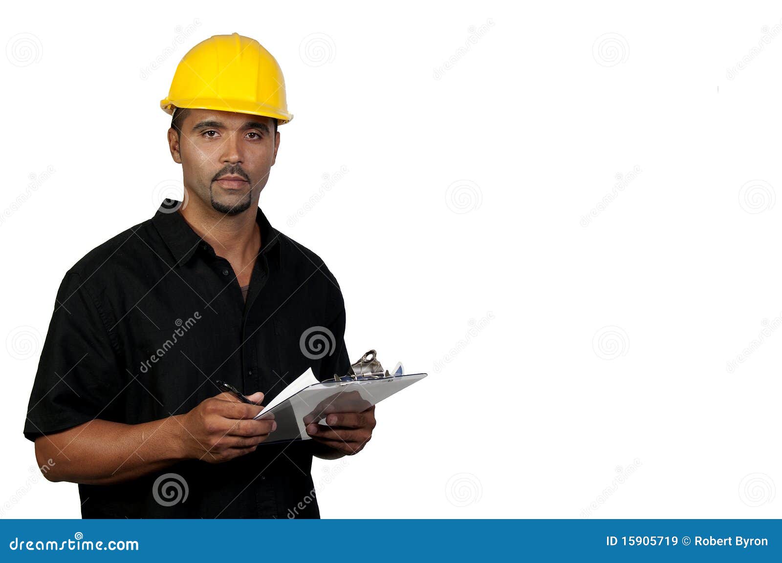 Construction Worker with Clipboard Stock Image - Image of hard, blue ...