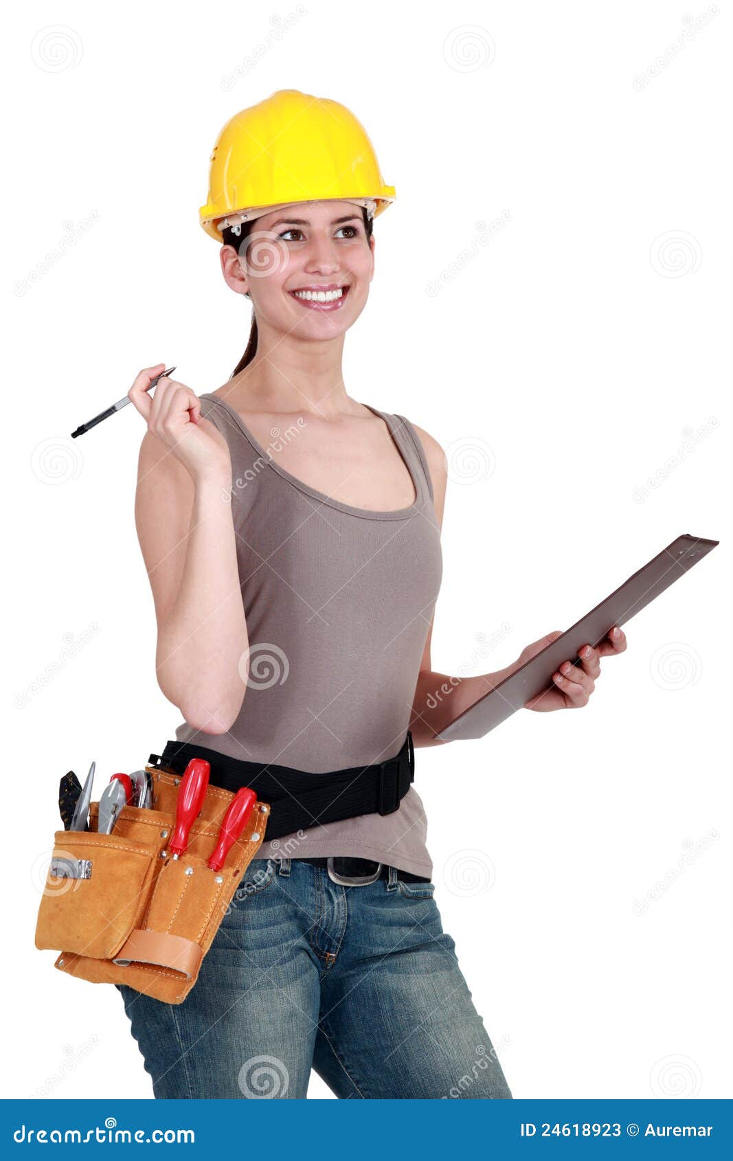 Construction Worker with a Clipboard Stock Image - Image of development ...