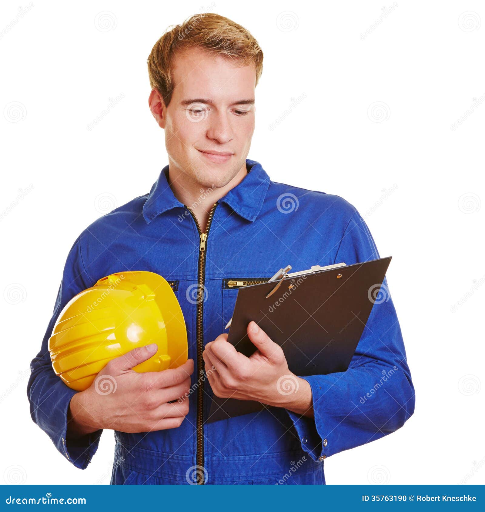 Construction Worker with Clipboard Stock Photo - Image of suit, labor ...