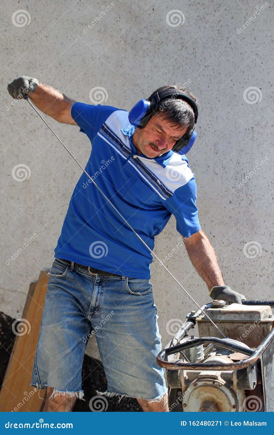 Construction Worker Compacting Soil Using Compactor. Stock Image ...