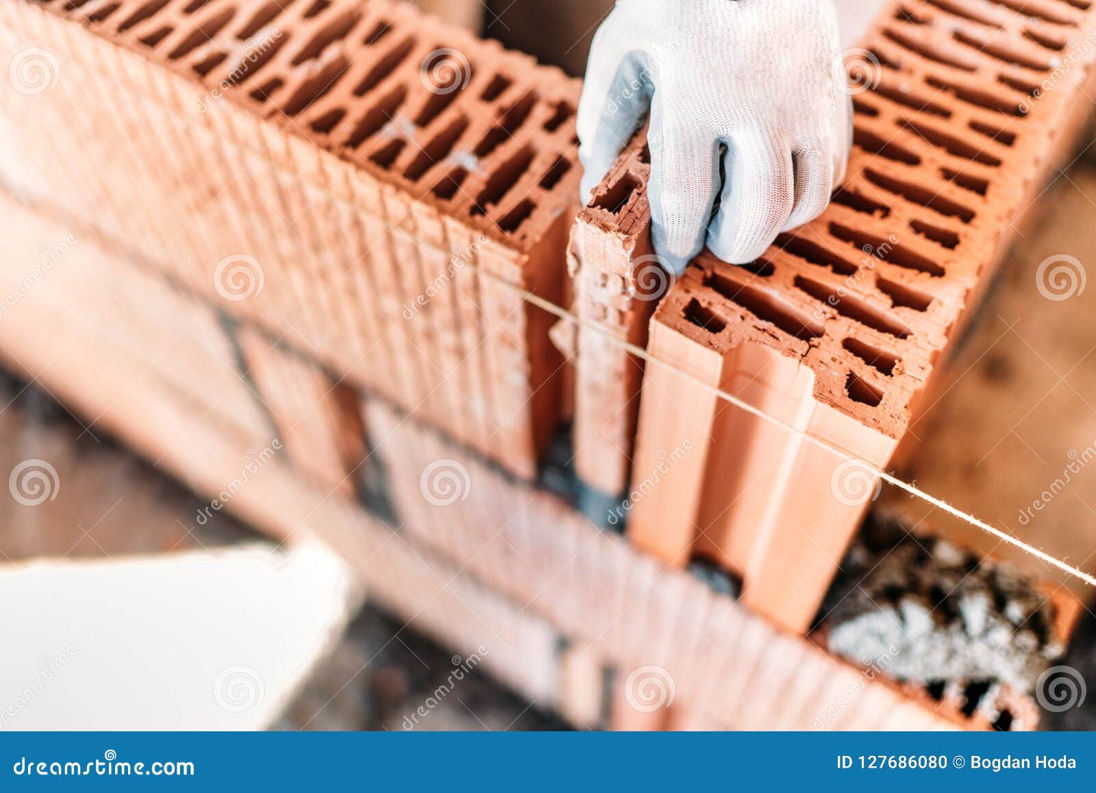 Construction Worker Completing Interior Walls, Building Details Stock ...