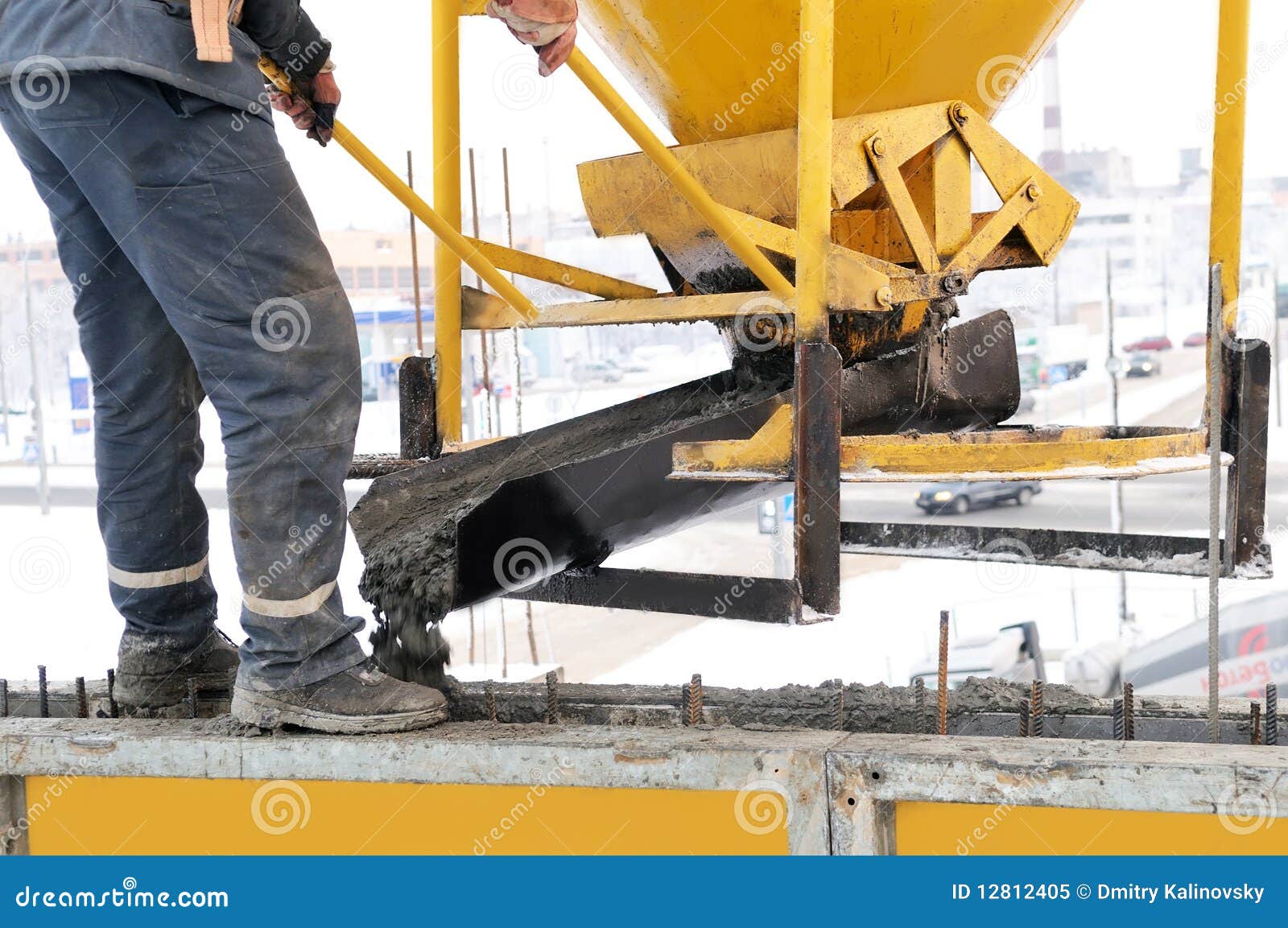 Construction Worker at Concrete Stock Image - Image of action, concrete ...