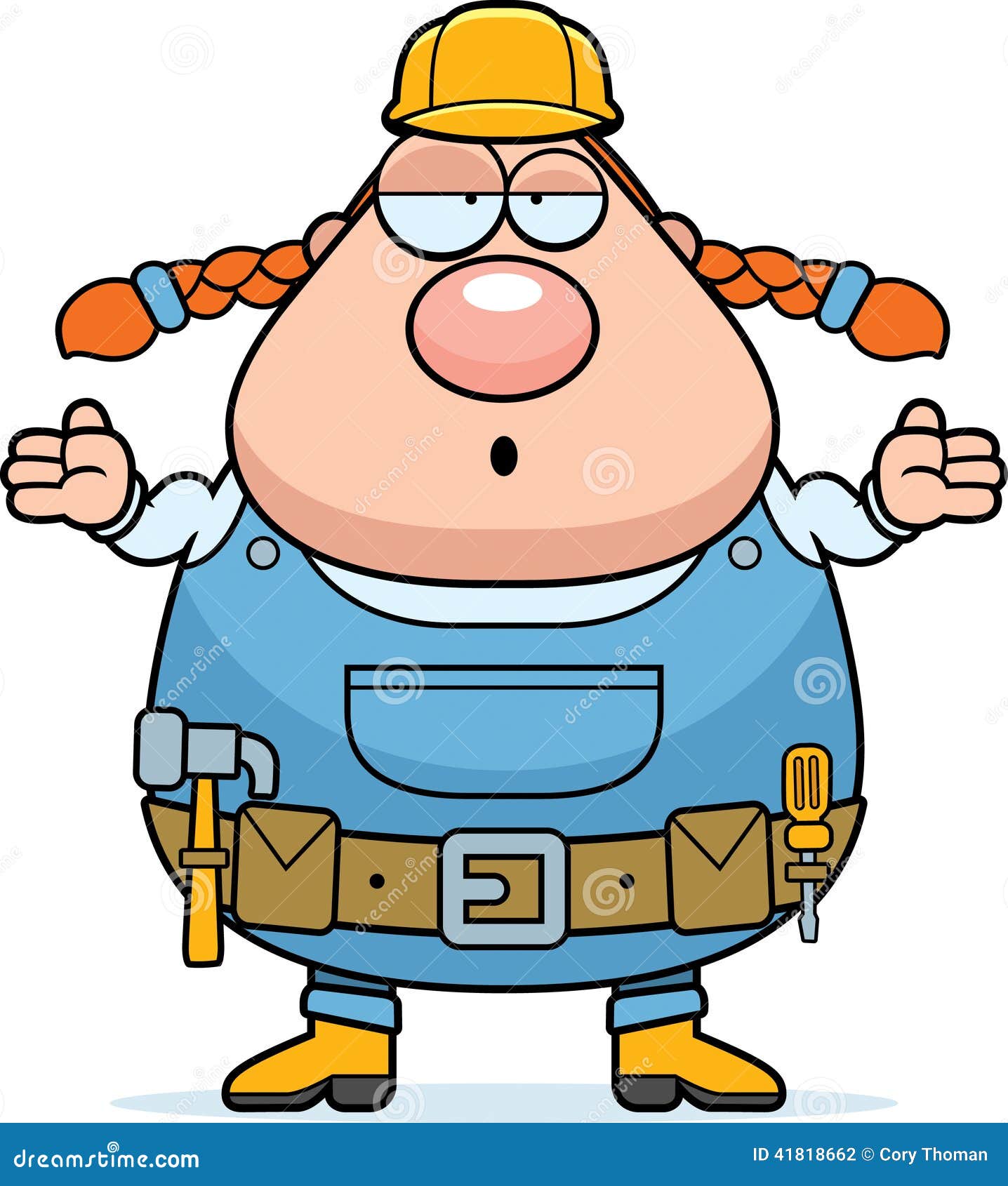 Construction Worker Confused Stock Vector - Illustration of belt ...