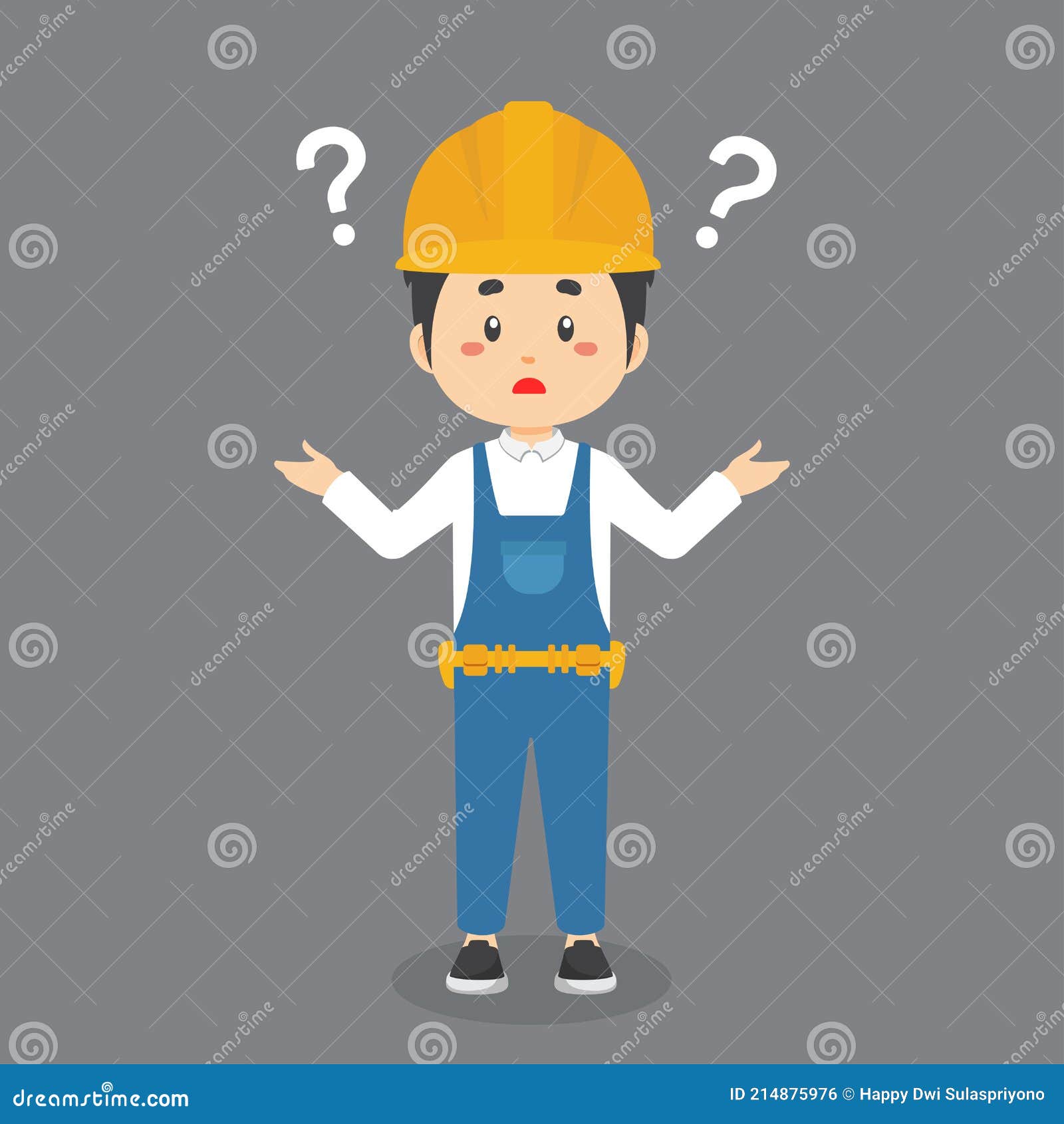Construction Worker Confused with Question Mark Stock Vector ...