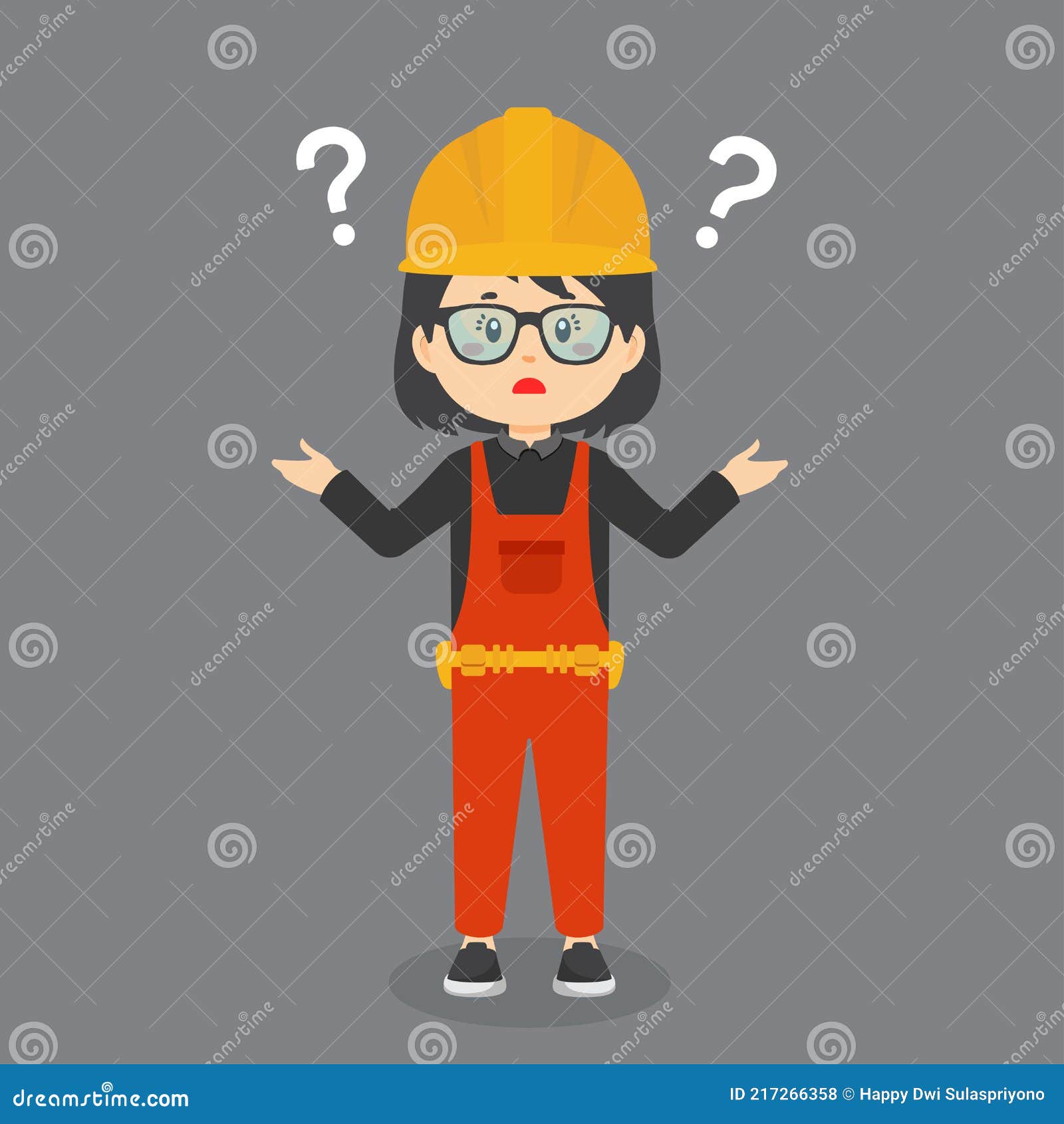 Construction Worker Confused with Question Mark Stock Vector ...