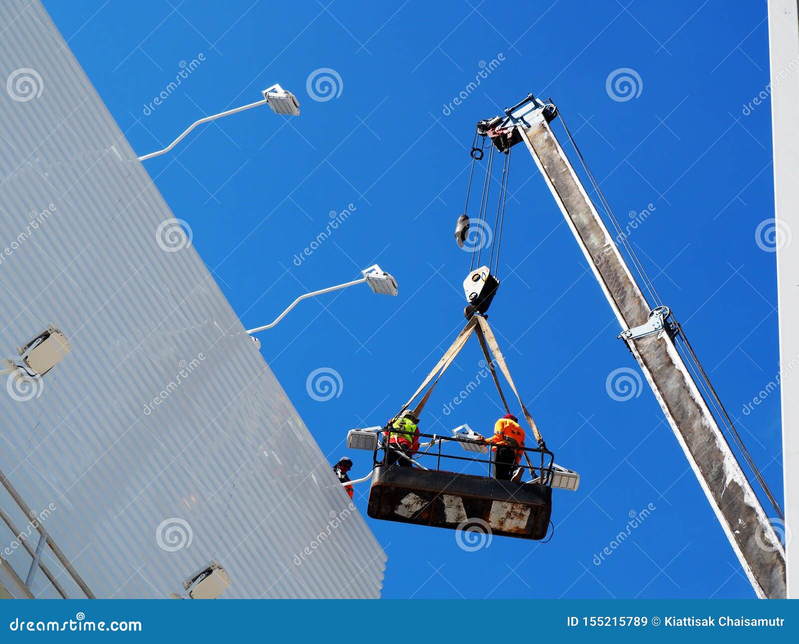 Lifting Boom Lift In Construction Site., Lifting Equipment Stock Photo ...
