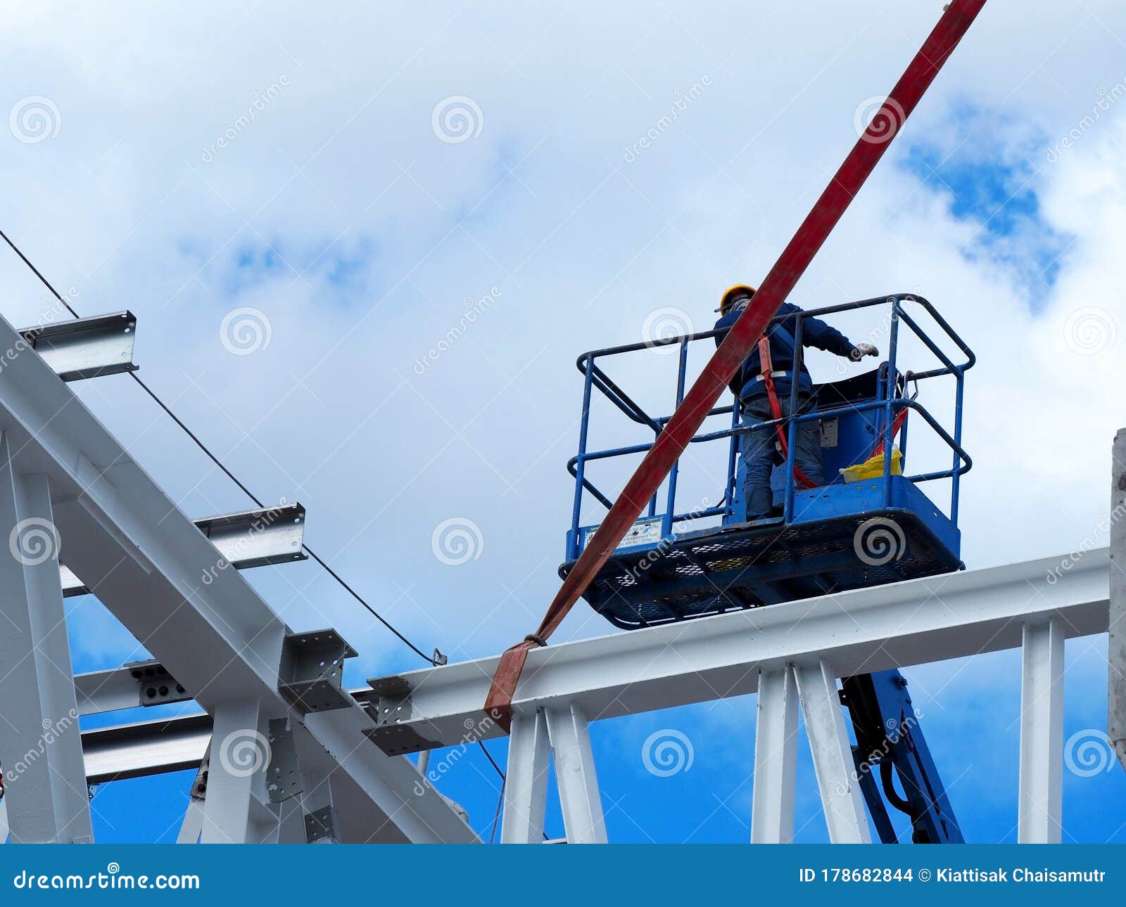 Man Working on the Working at Height on Construction Stock Photo ...