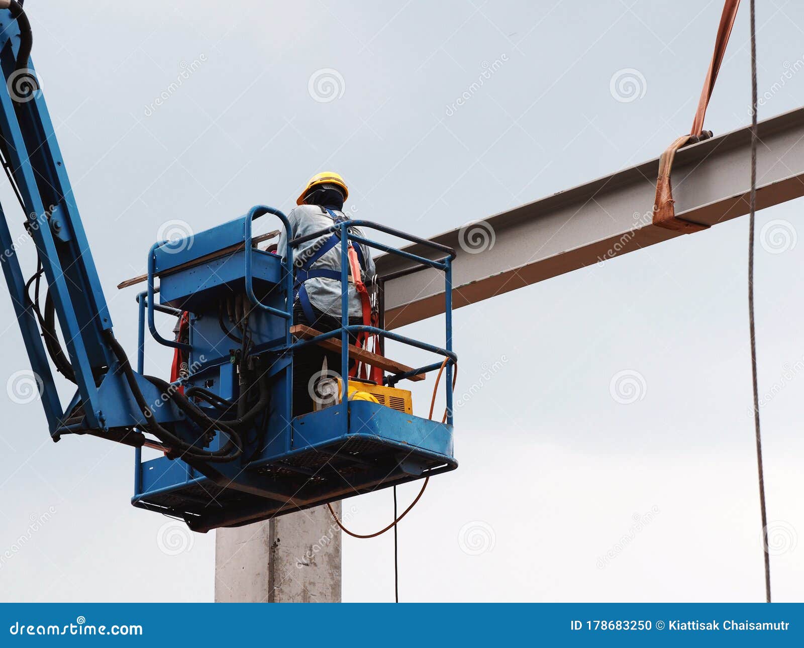 Man Working on the Working at Height on Construction Stock Photo ...