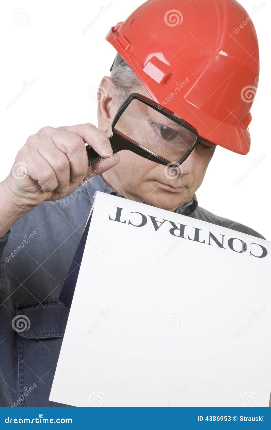 Construction Worker with Contract Stock Image - Image of scrutinizing ...