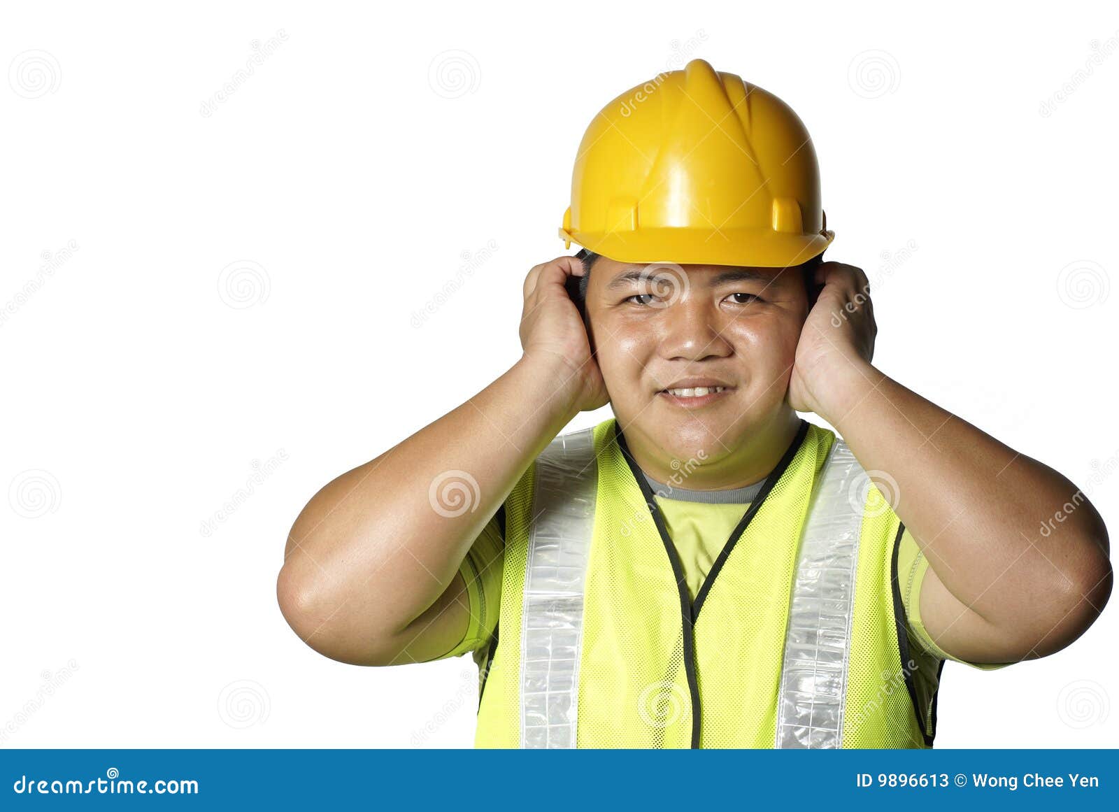 Construction Worker Cover Ears Stock Image - Image of space, hands: 9896613