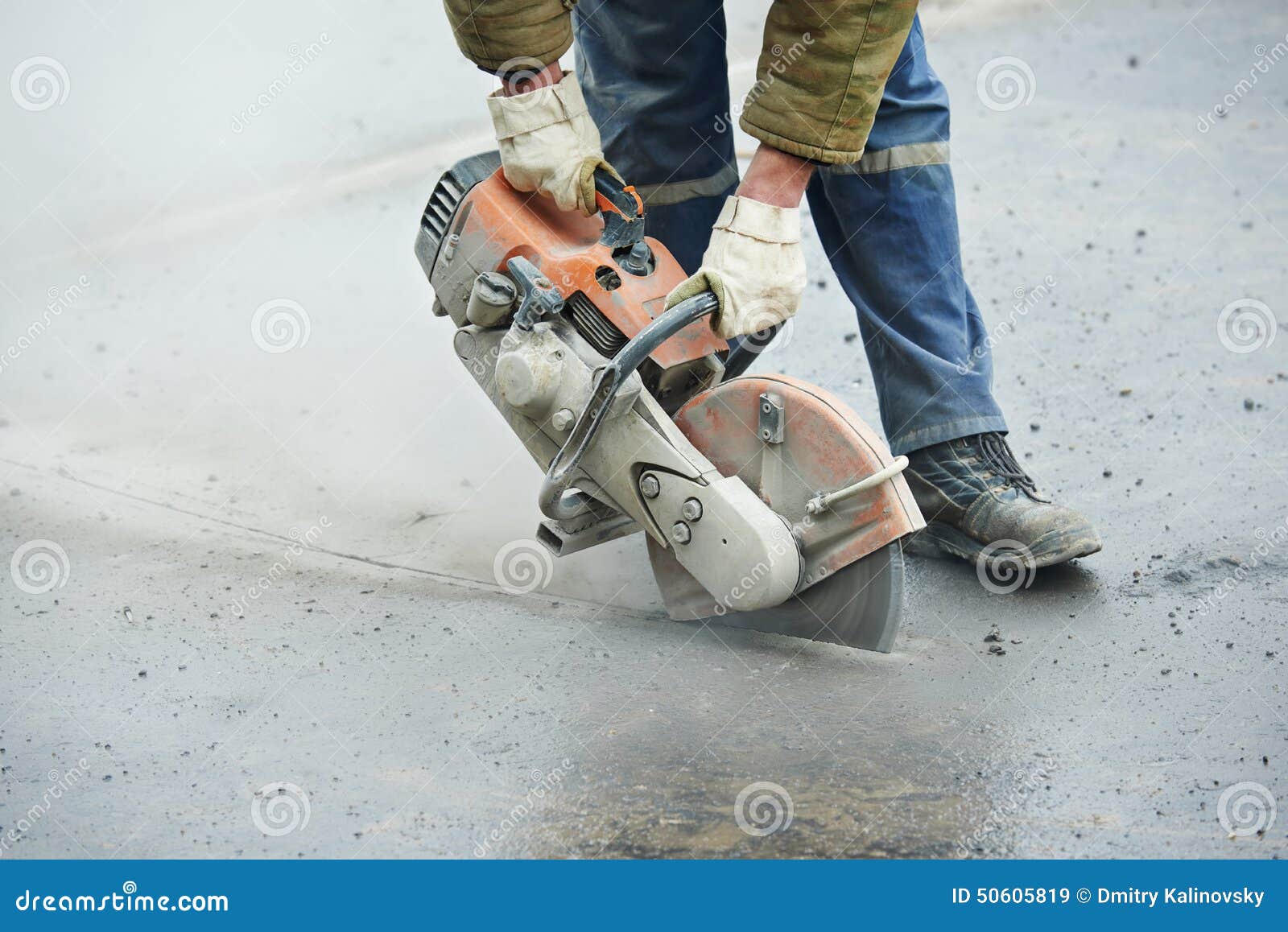 Construction Worker with Cut-off Machine Stock Image - Image of ...