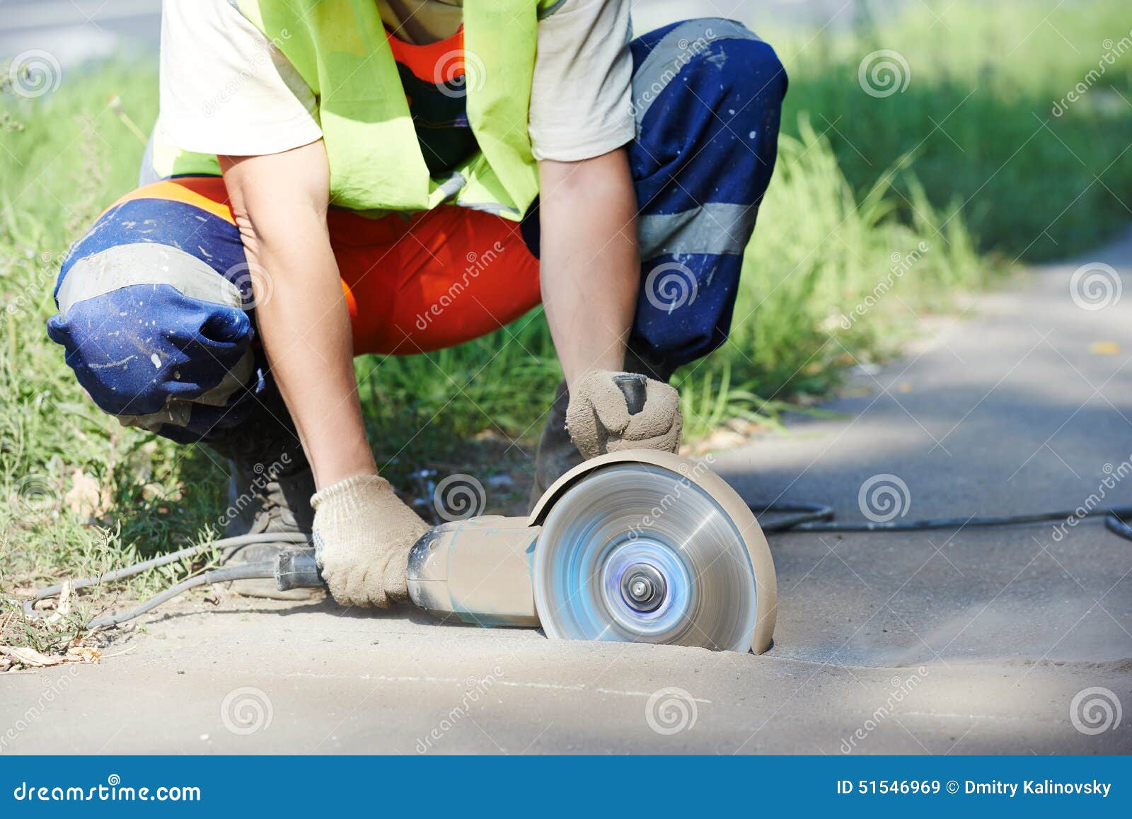 Construction Worker with Cut-off Machine Stock Image - Image of ...
