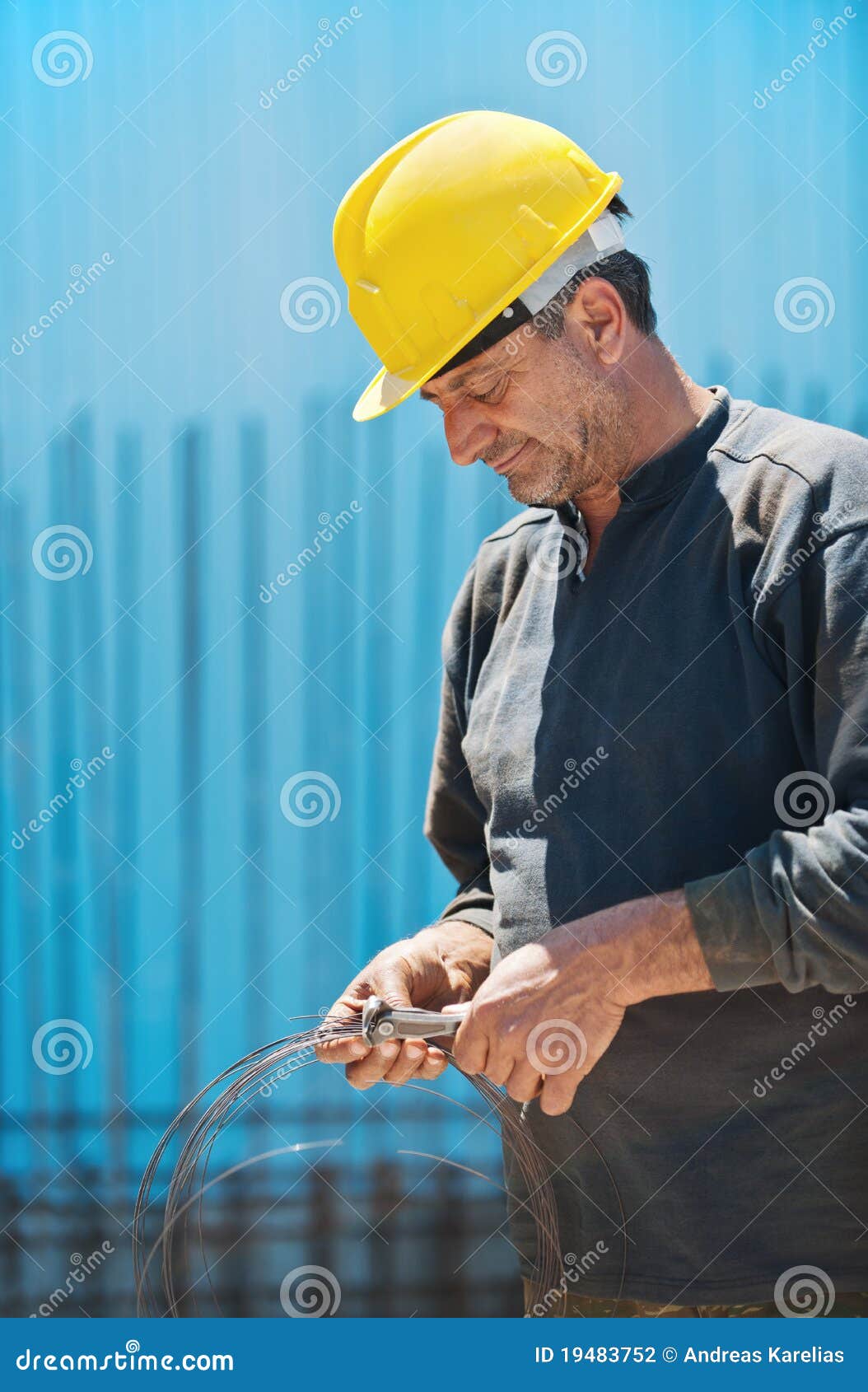 Construction Worker Cutting Wire with Pliers Stock Photo - Image of ...