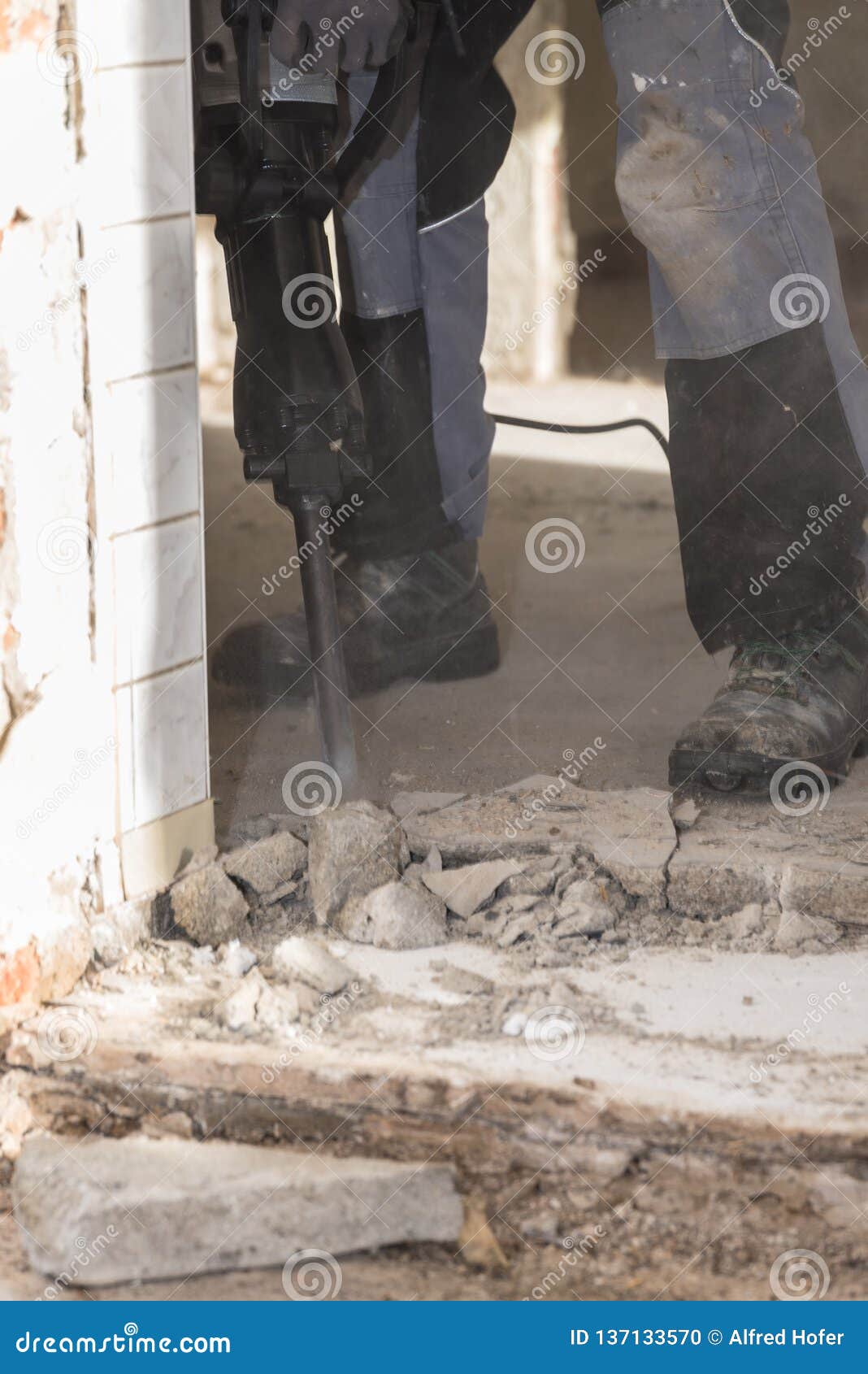 Worker Chiseling Concrete Stock Photography | CartoonDealer.com #155752520