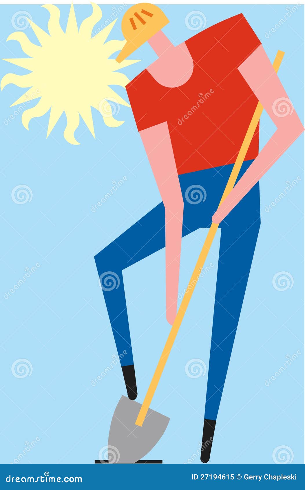 Construction Worker Digging Stock Vector - Illustration of roadway ...